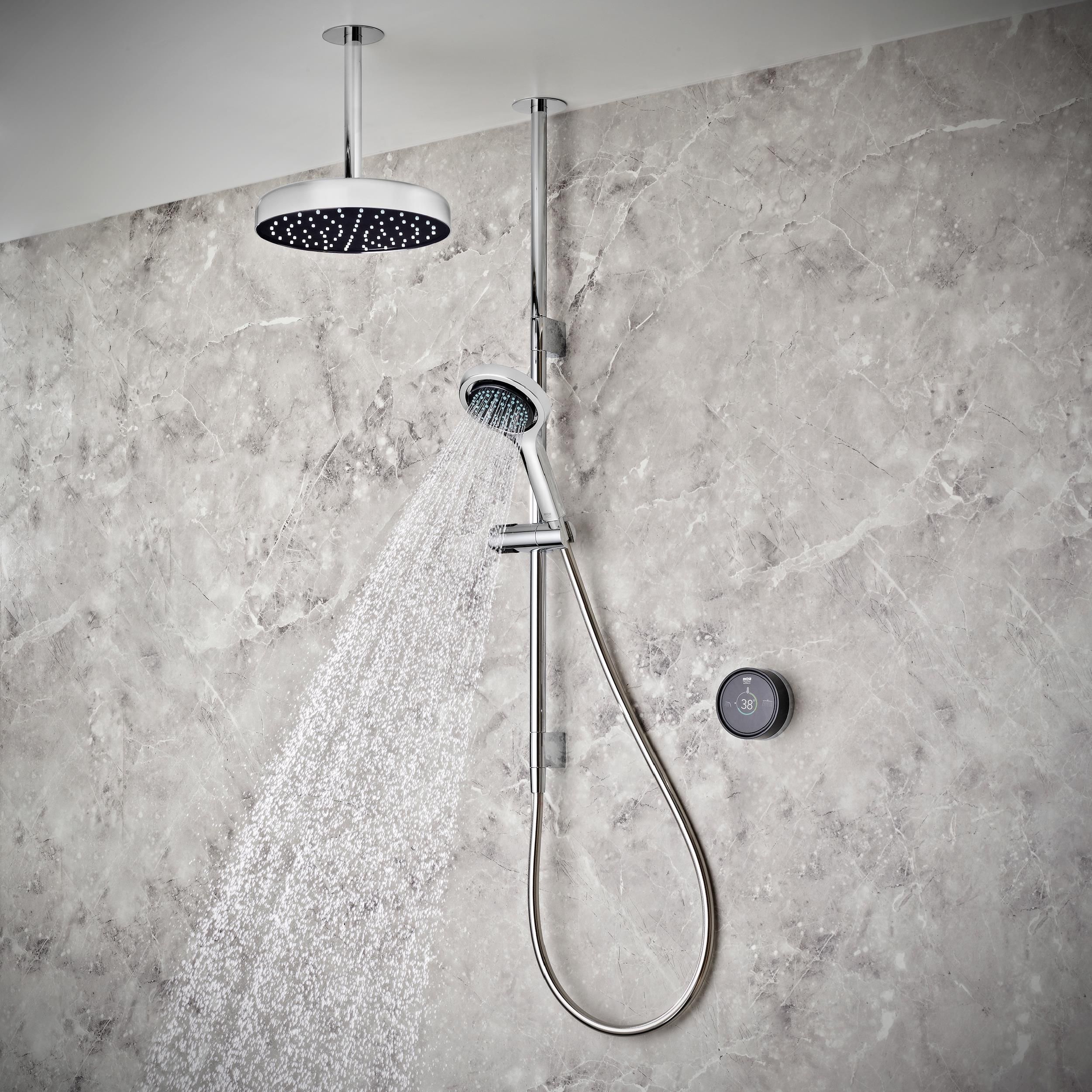 Mira Platinum Concealed valve Ceiling fed Smart Dual H/P combi mixer 4 ...