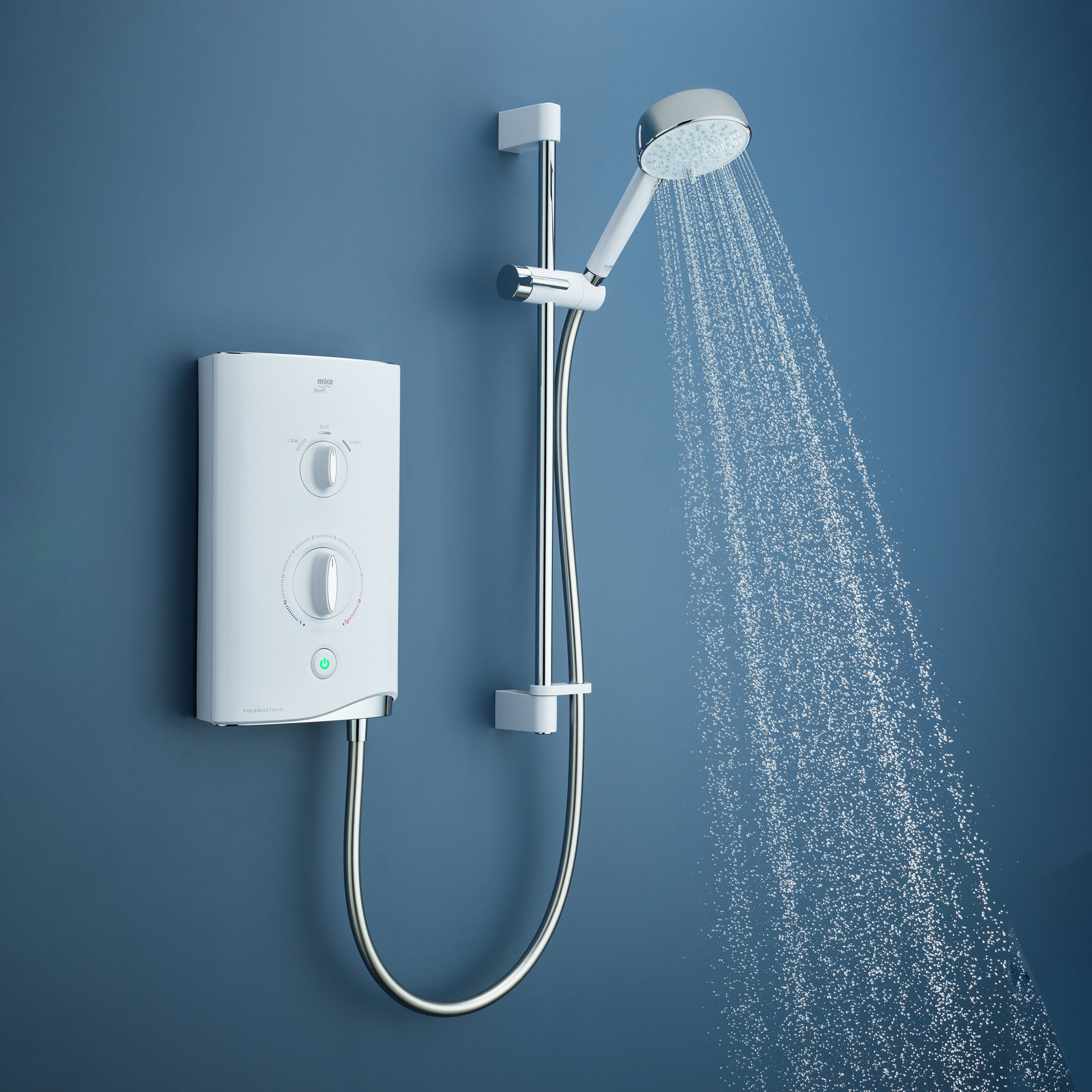 Mira Sport Gloss White Thermostatic Electric Shower, 9kW