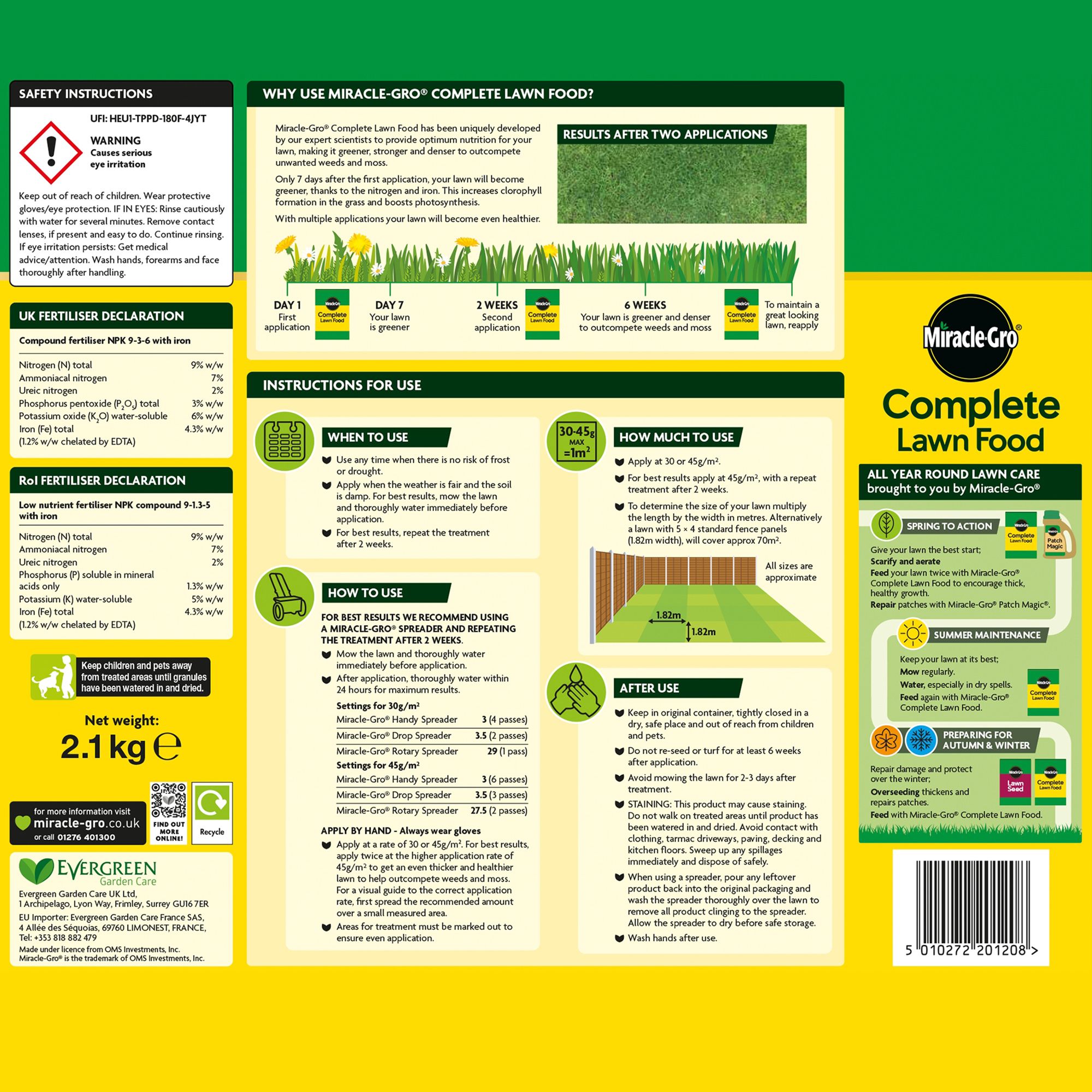 Miracle-Gro Complete Lawn feed Granules 70m² 2.1kg