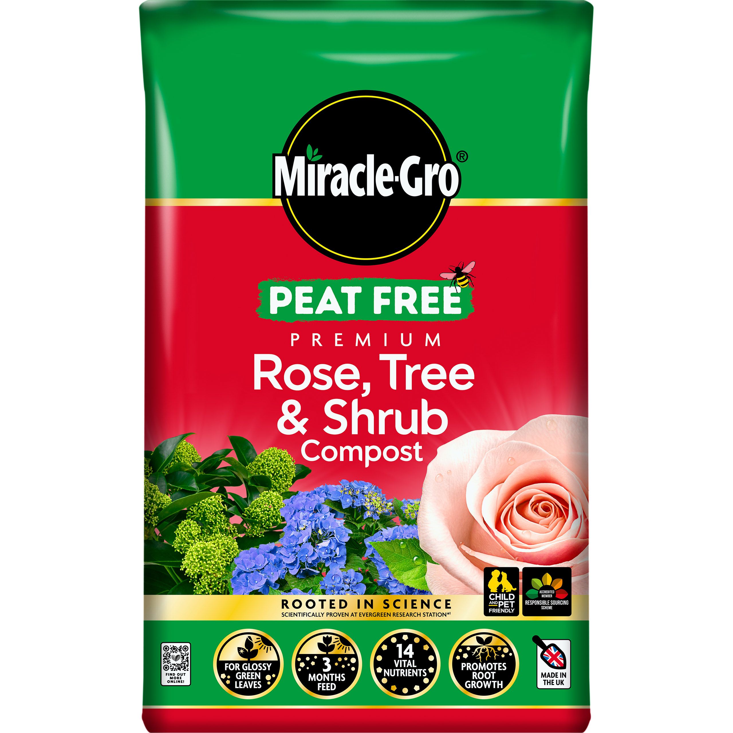 Miracle-Gro Growing Media Peat-free Rose, shrub & tree Compost 40L