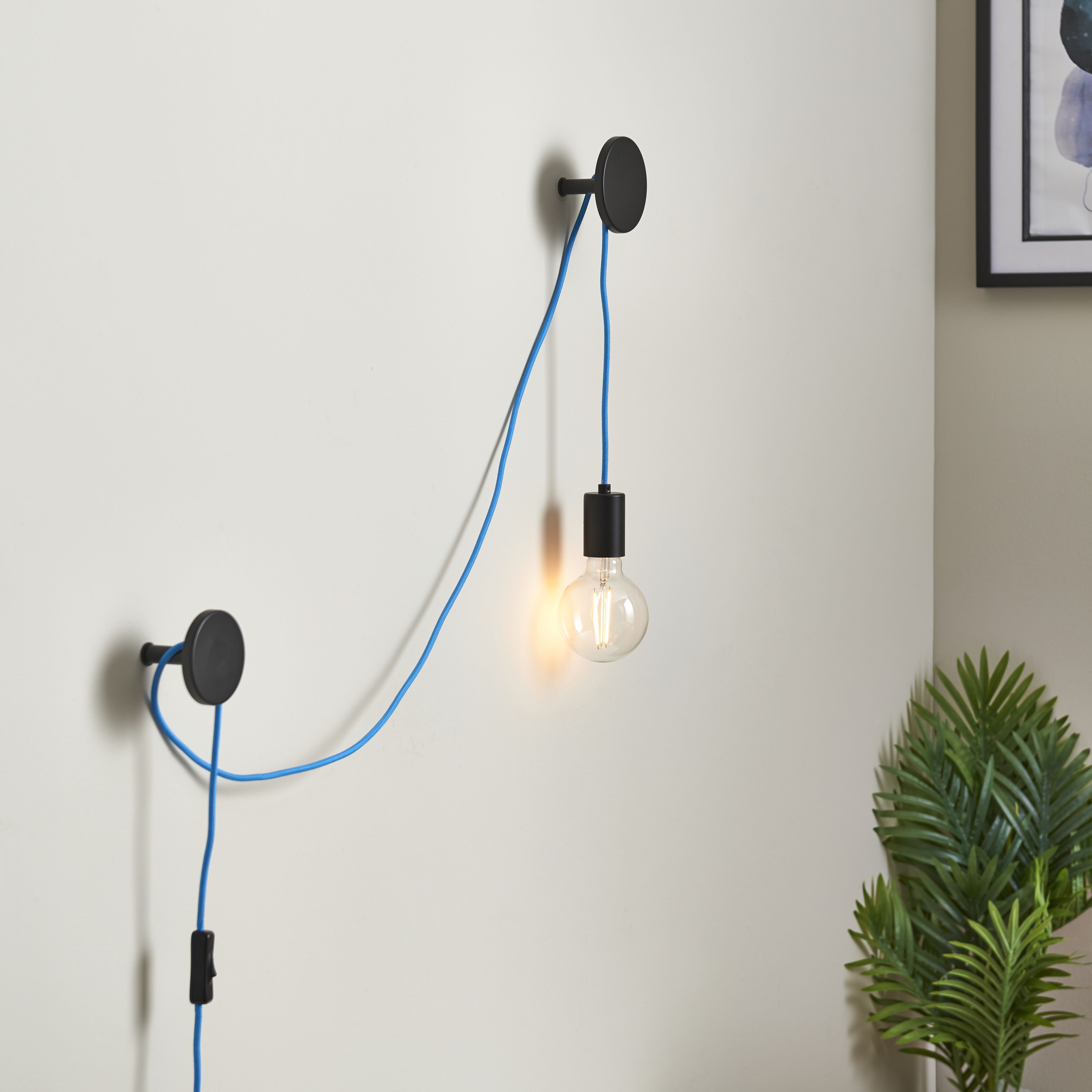 Miya black Plug-in Wall light | DIY at B&Q