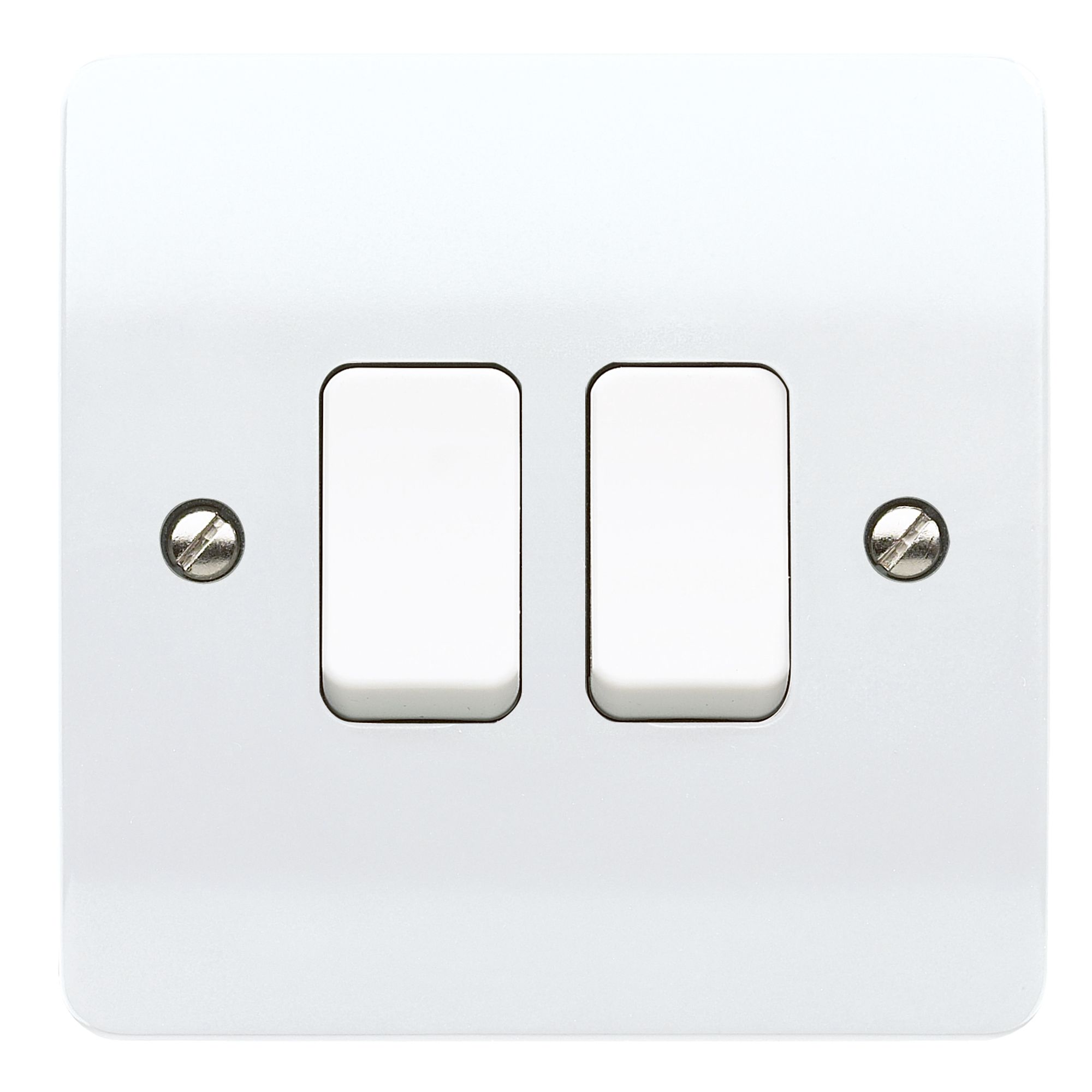 MK 10A 2 way 2 gang Light switch Gloss White
