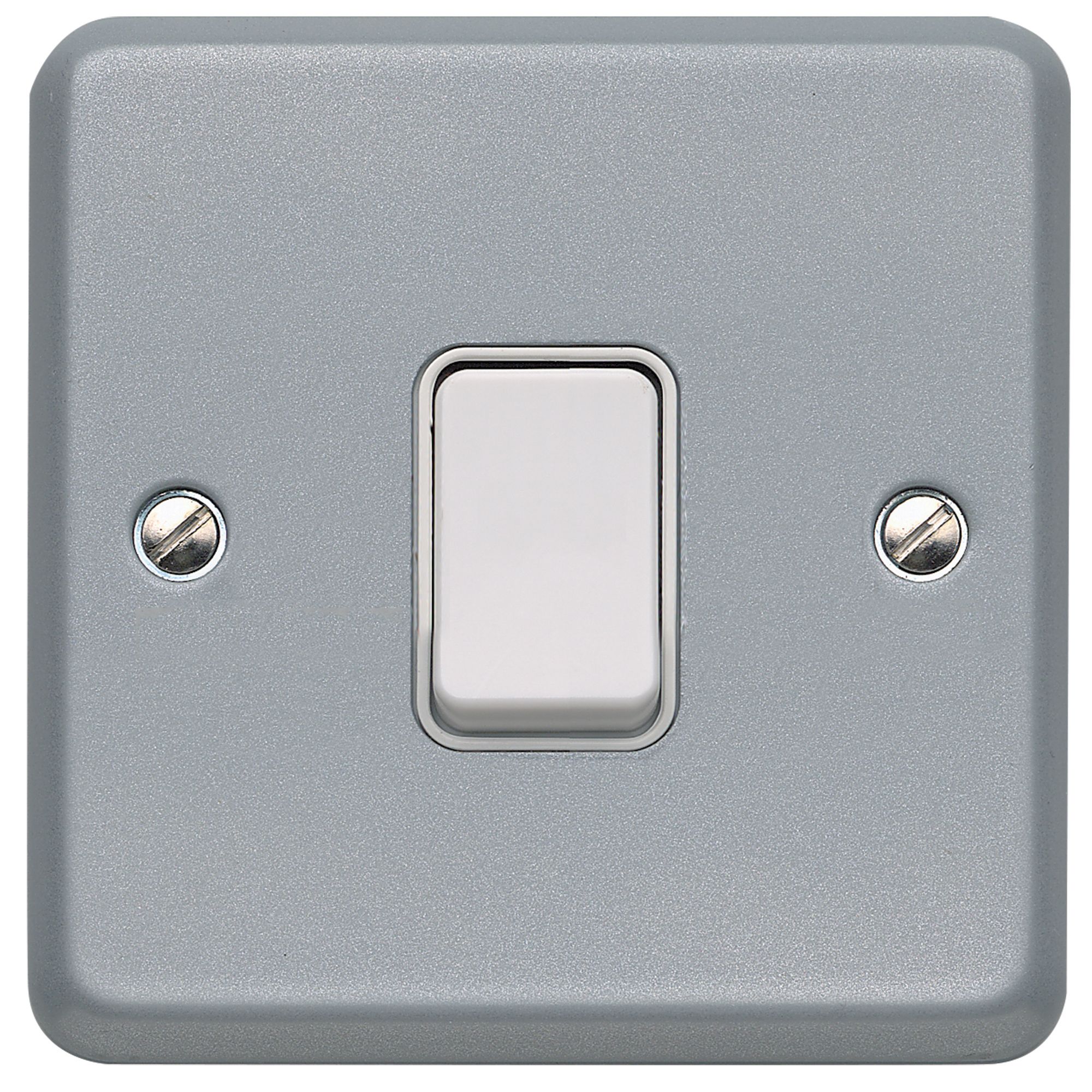 MK 10A Grey Single 2 way Metal-clad switch with White inserts | DIY at B&Q