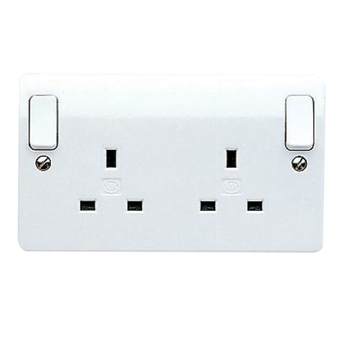 MK 13A White Double Switched Socket | DIY at B&Q