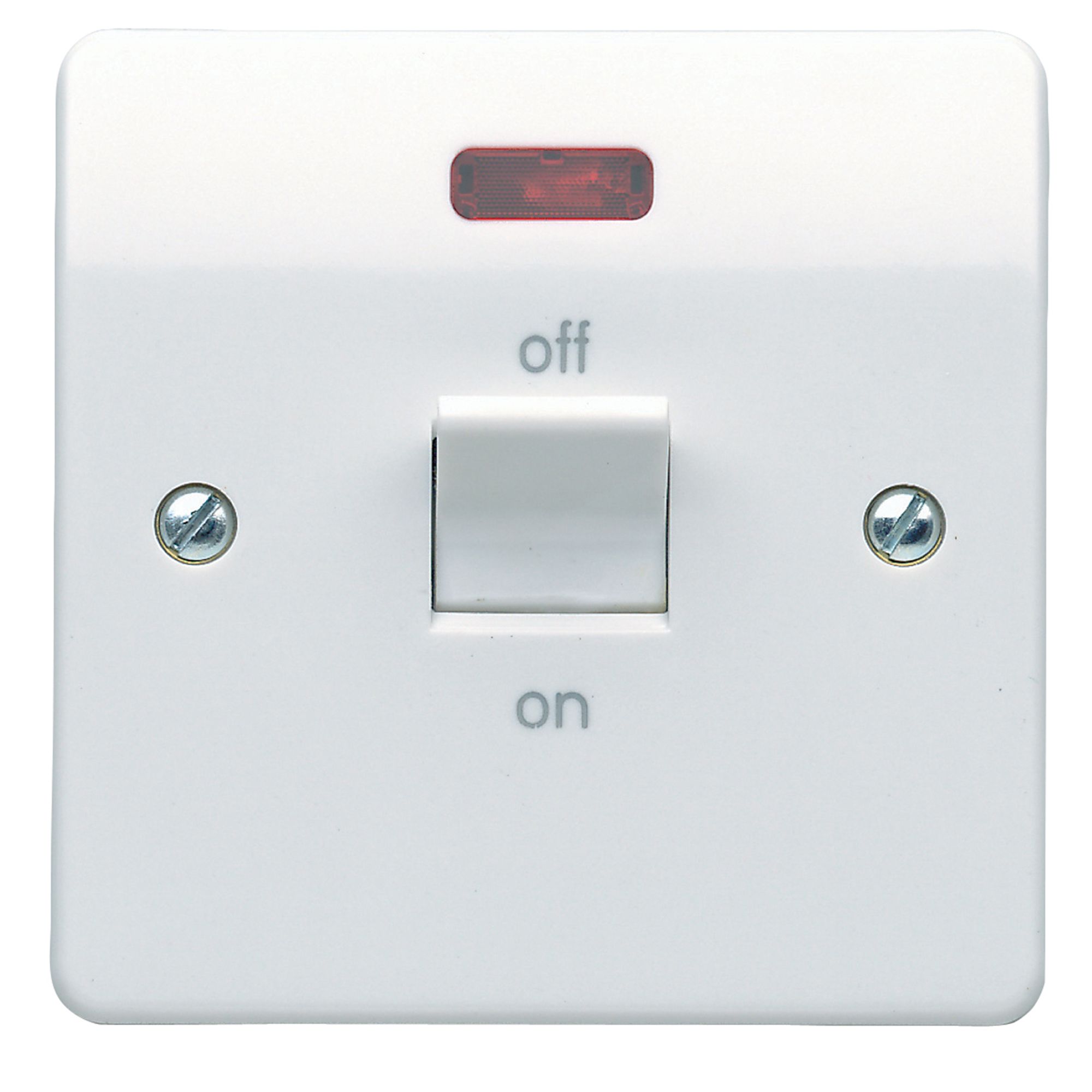 MK 32A Rocker Raised slim Control switch Gloss White | DIY at B&Q