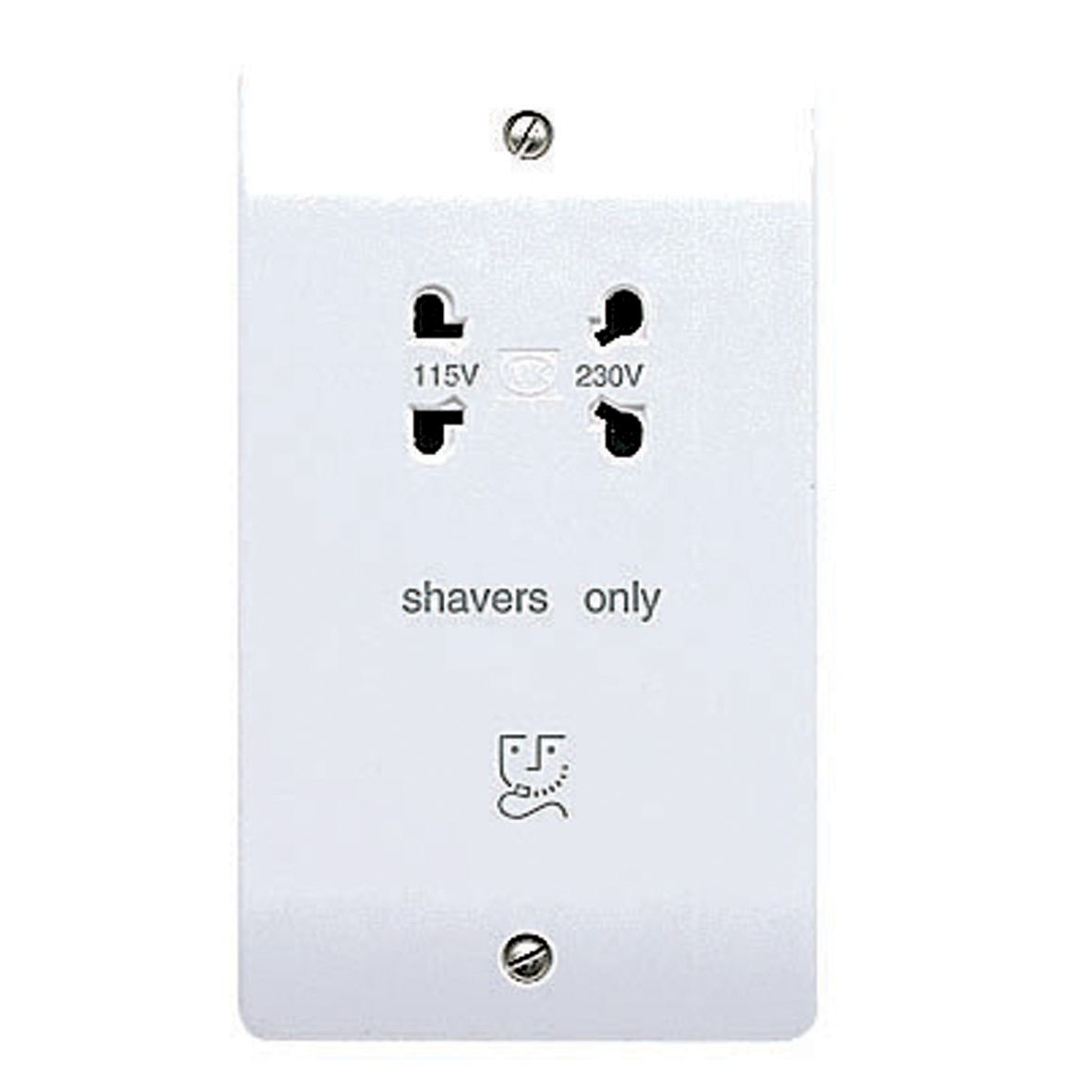 MK Raised slim Screwed Shaver socket Gloss White | DIY at B&Q