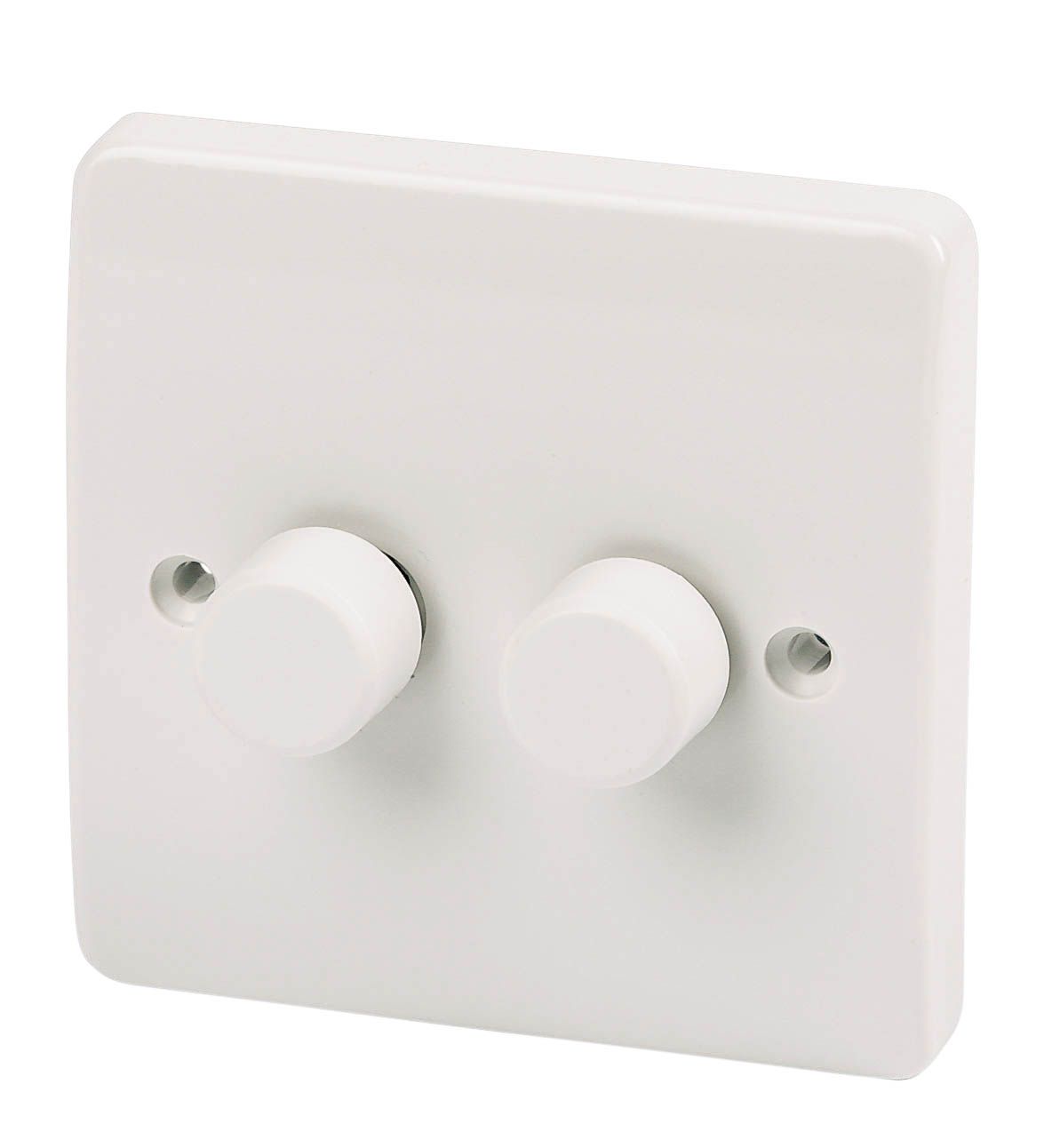 MK Raised slim White 2 gang profile Double 300W Dimmer switch
