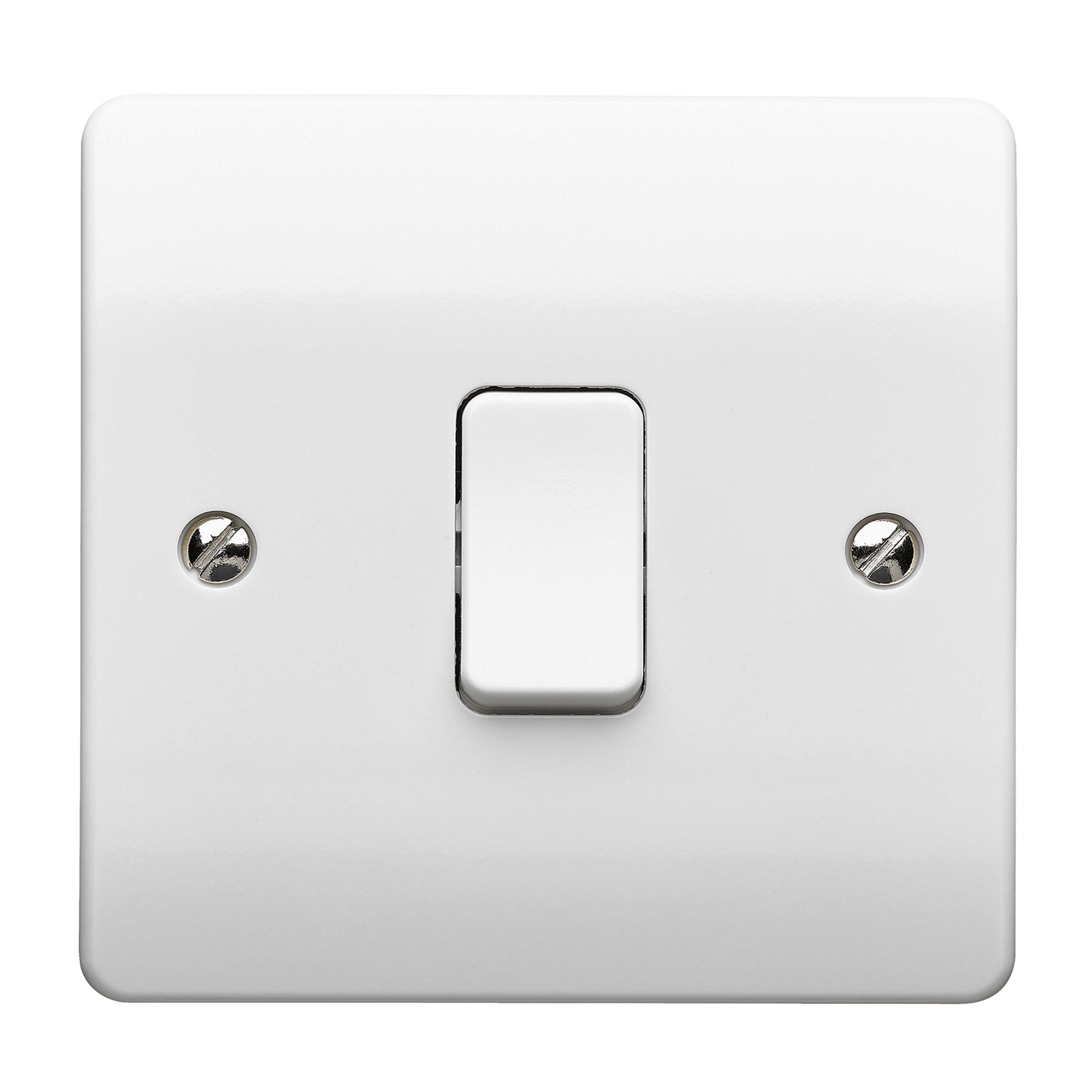 MK White 10A 2 way 1 gang Raised slim Light Switch | DIY at B&Q
