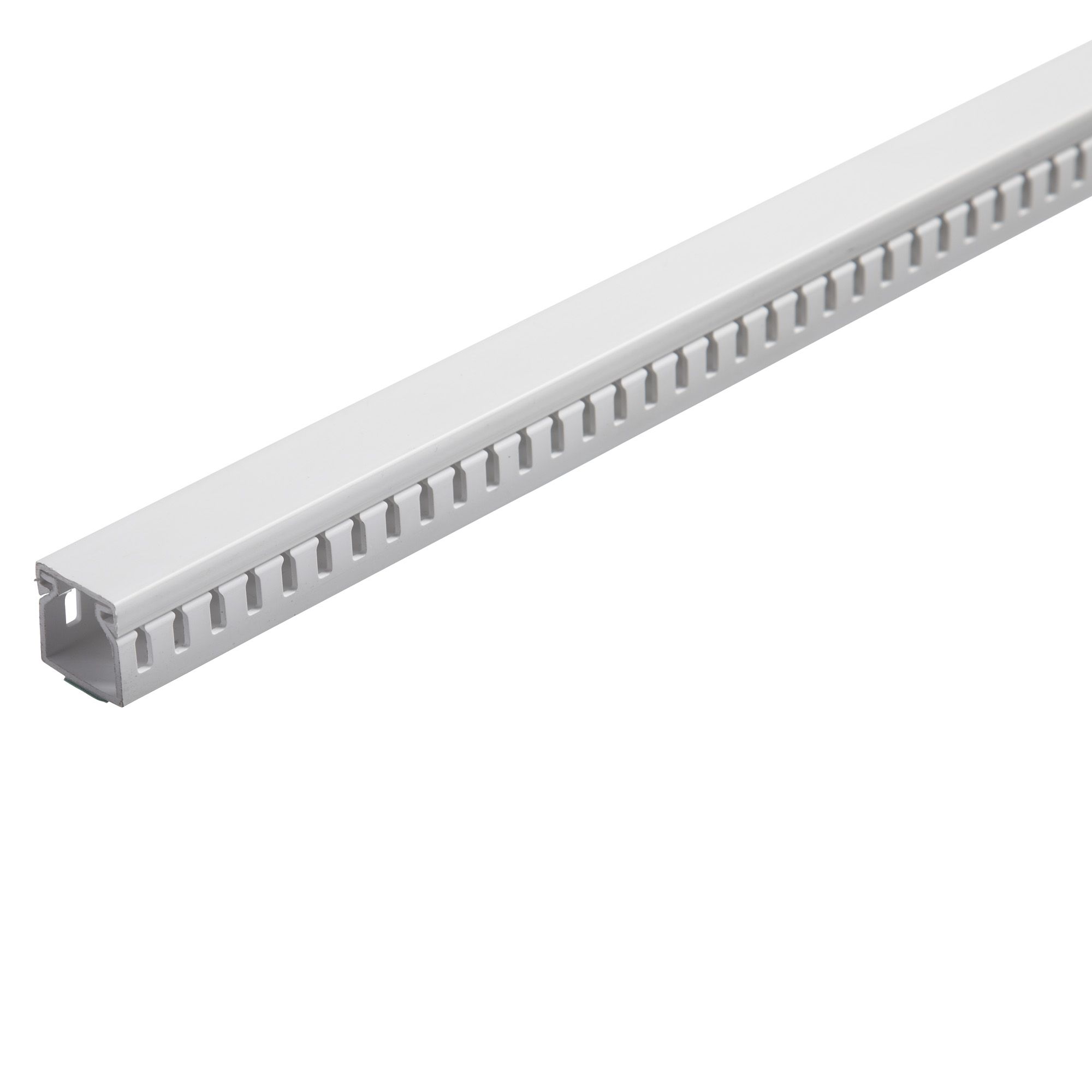 MK White 25mm Rectangular Slotted trunking, (L)2m | DIY at B&Q