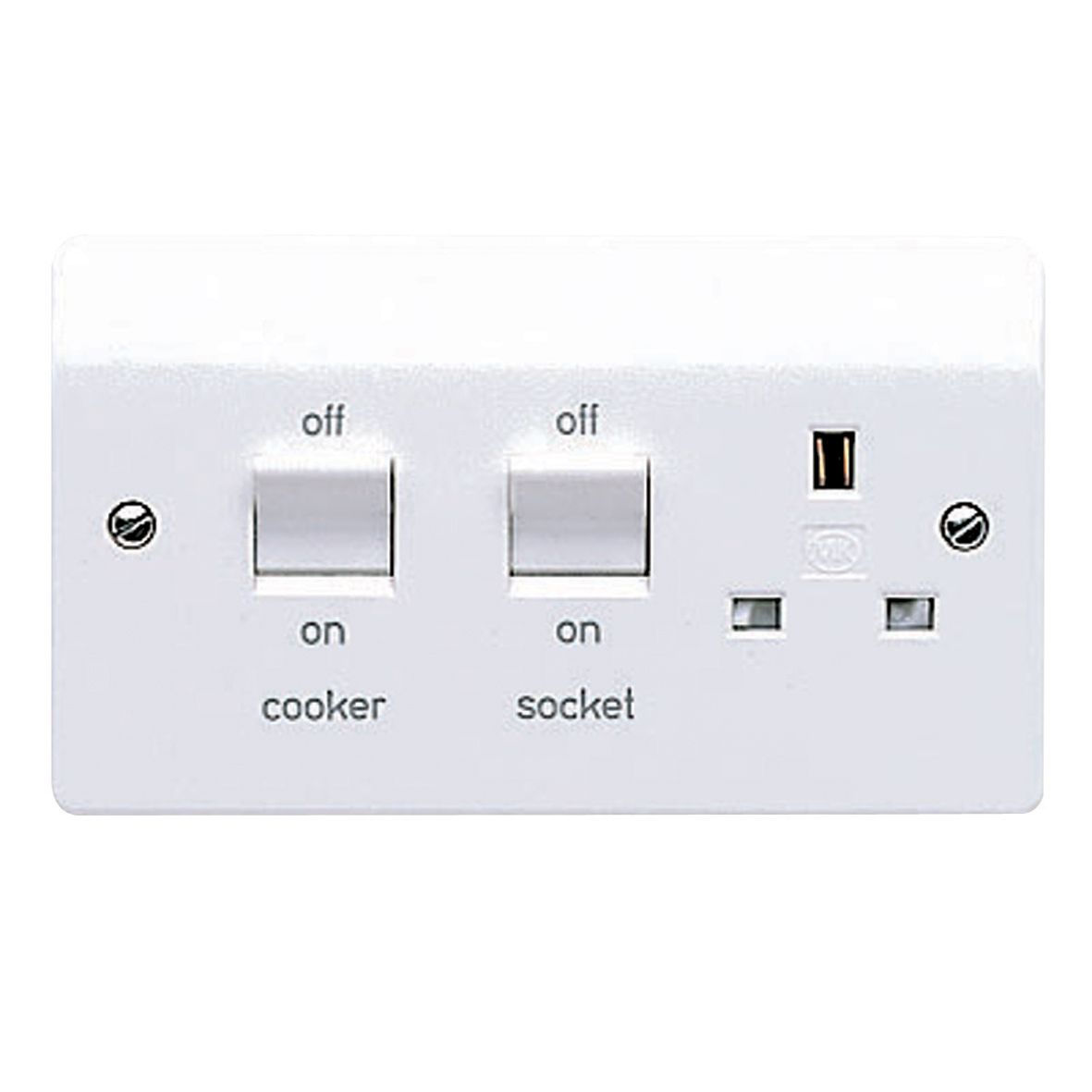 MK White Gloss White Cooker switch & socket | DIY at B&Q
