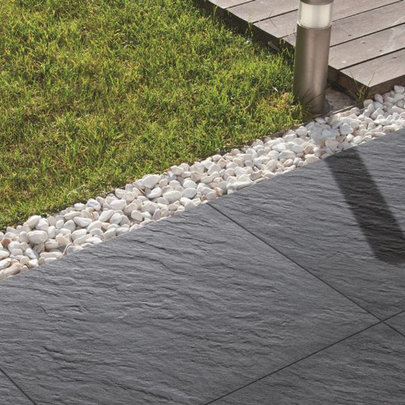 Mode porcelain Graphite Paving slab (L)600mm (W)600mm, Pack of 60 | DIY ...