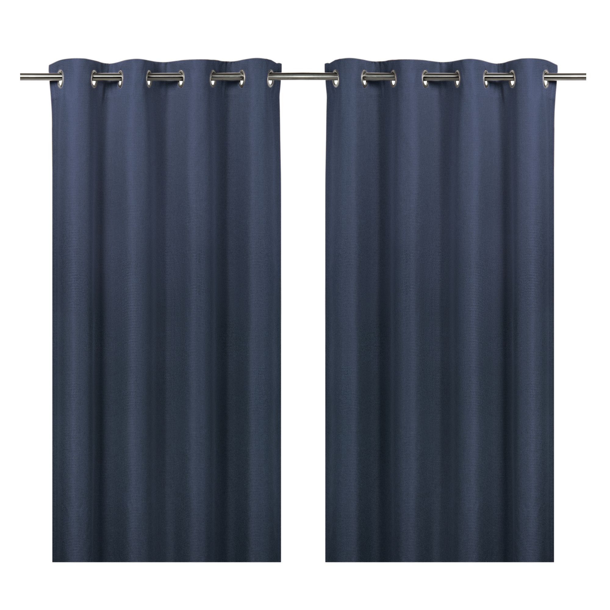 Moggo Navy Chevron Lined Eyelet Curtain (W)167cm (L)228cm, Pair
