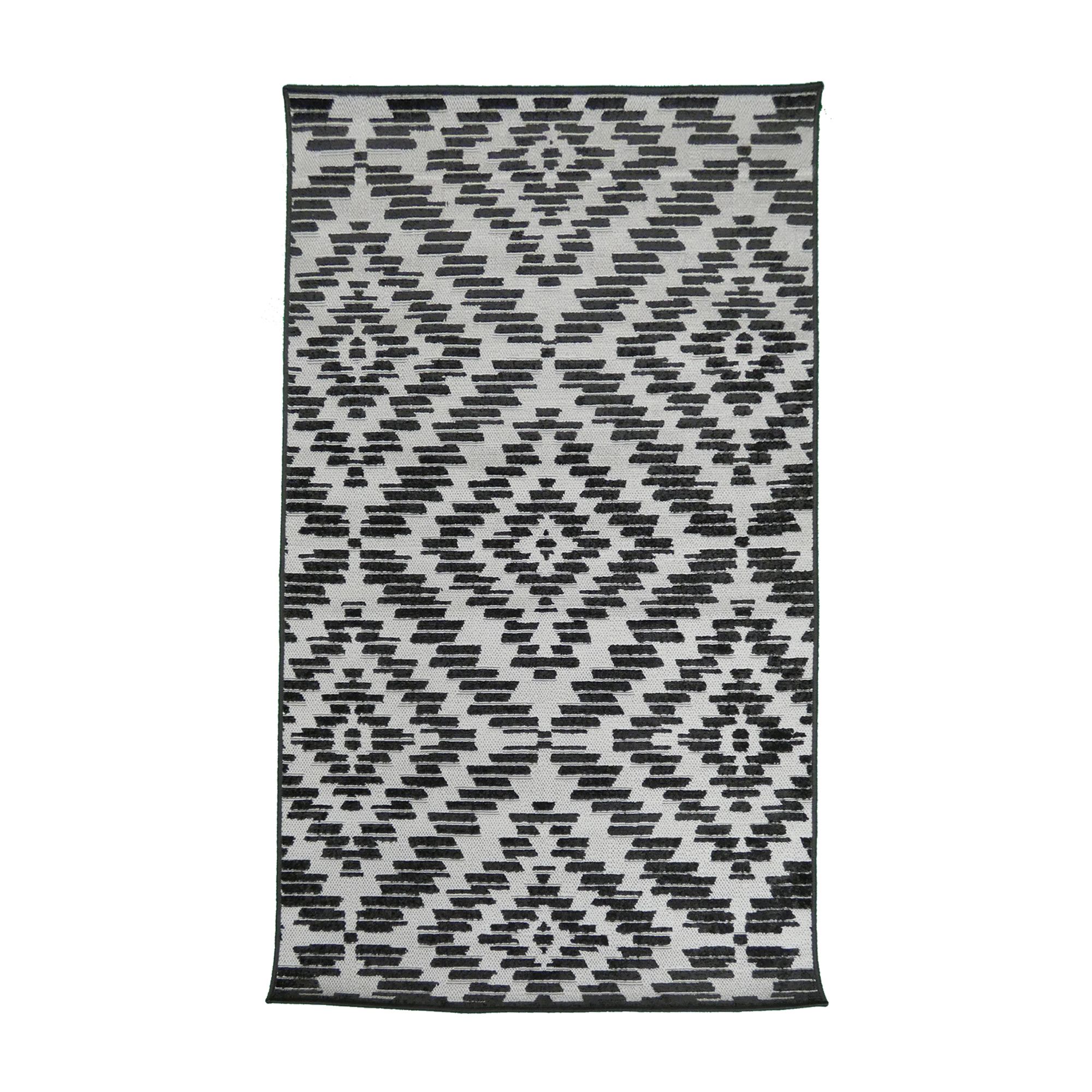 Monaco Black & White Geometric Large Indoor & outdoor Rug, (L)235cm x ...