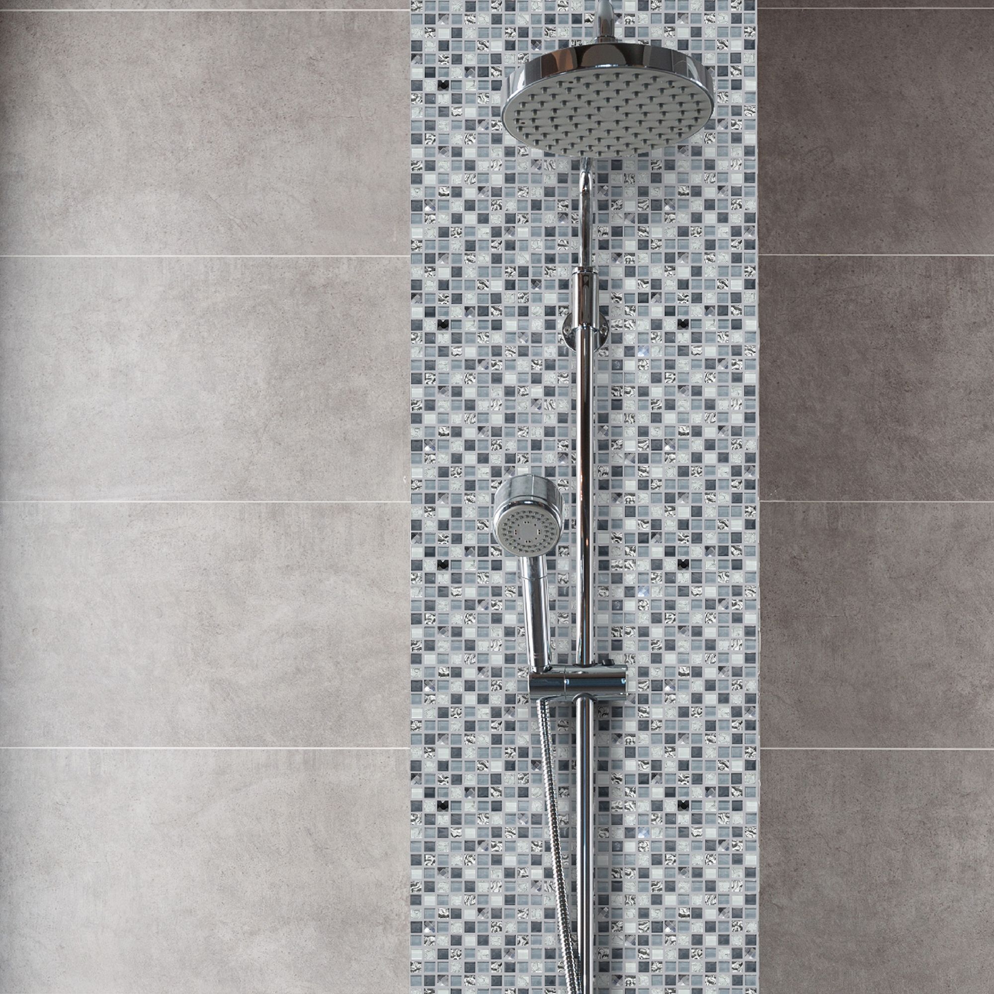 Mono Grey & white Gloss Crackle effect Glass 3x3 Mosaic tile, (L)300mm ...
