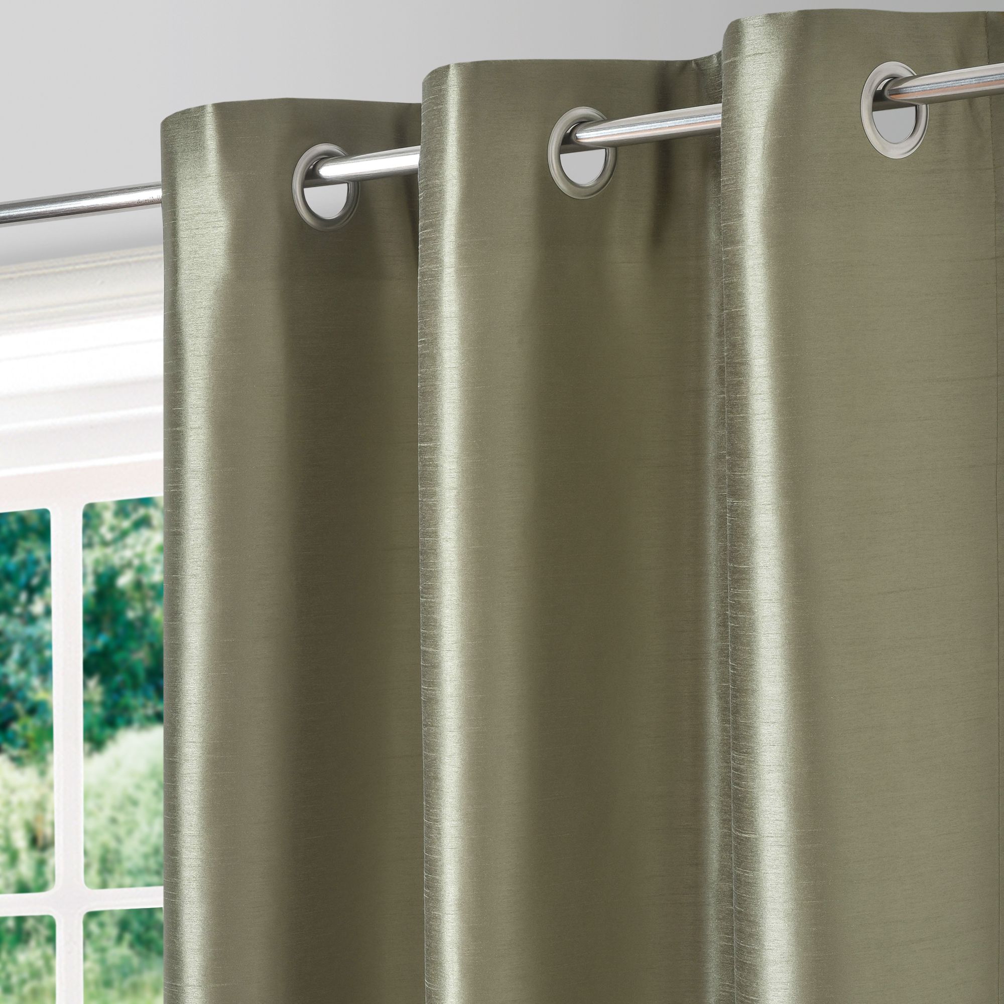 Morea Light green Plain woven Lined Eyelet Curtain (W)167cm (L)183cm, Pair