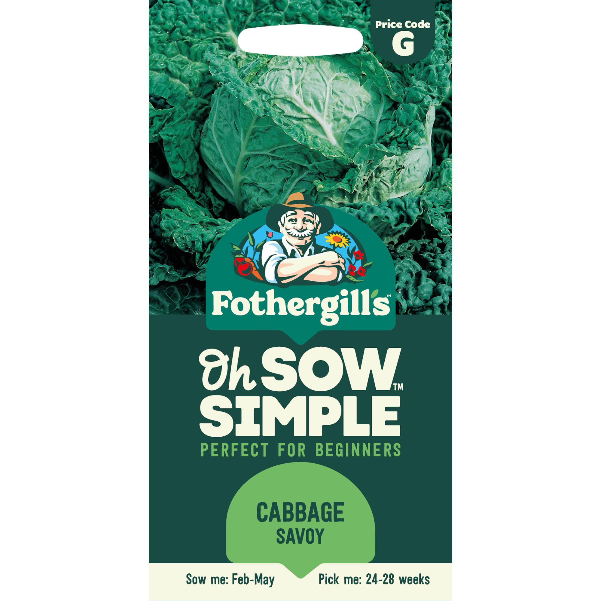 Mr Fothergills Oh Sow Simple Cabbage 'Savoy King' Vegetable Seeds