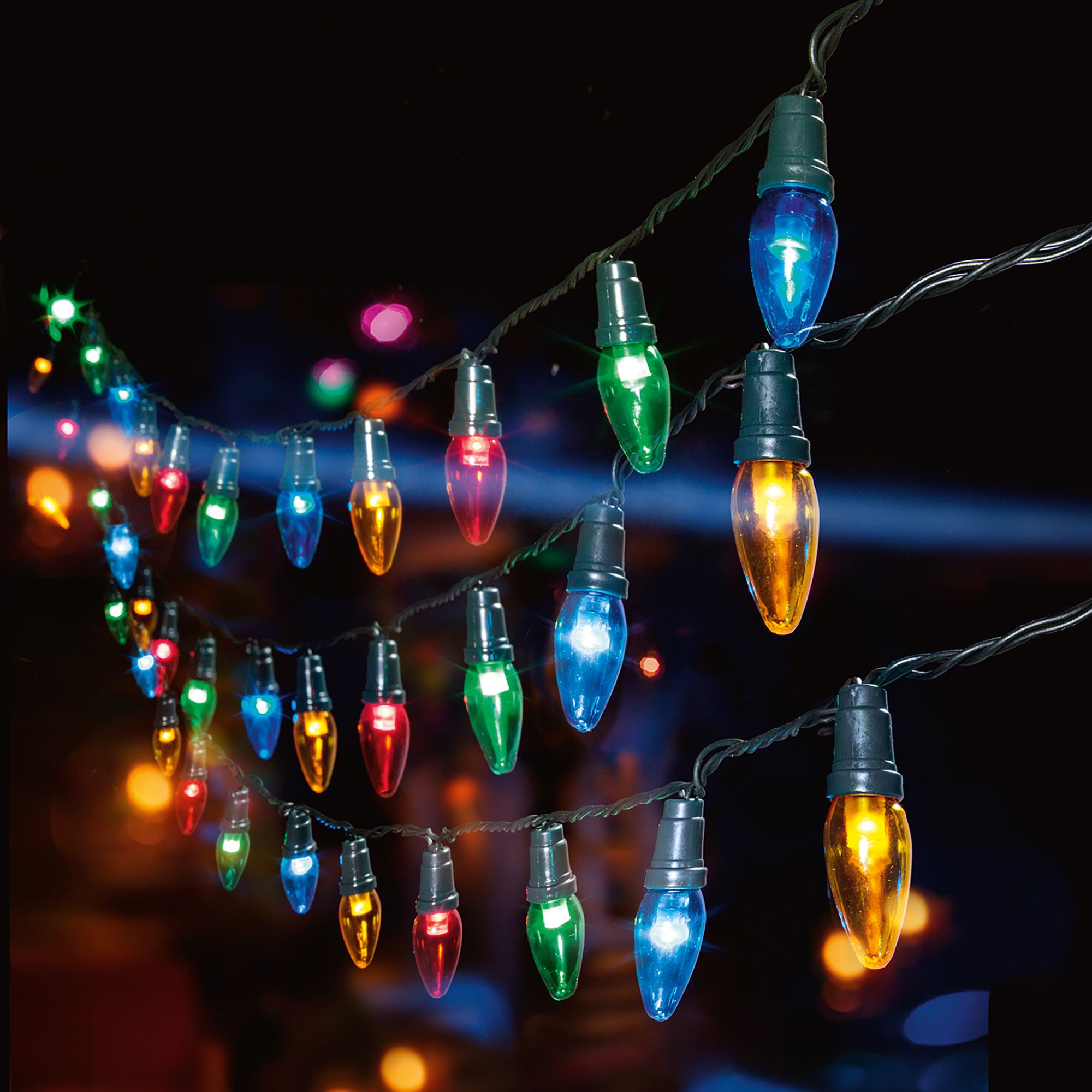Multi action party 120 Multicolour Party LED String lights Green cable ...