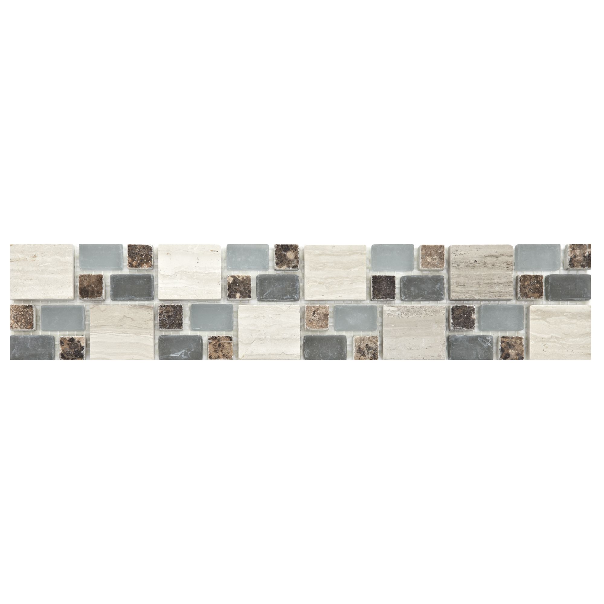 Multi square Blue Mosaic Ceramic Border tile, (L)333mm (W)66mm | DIY at B&Q