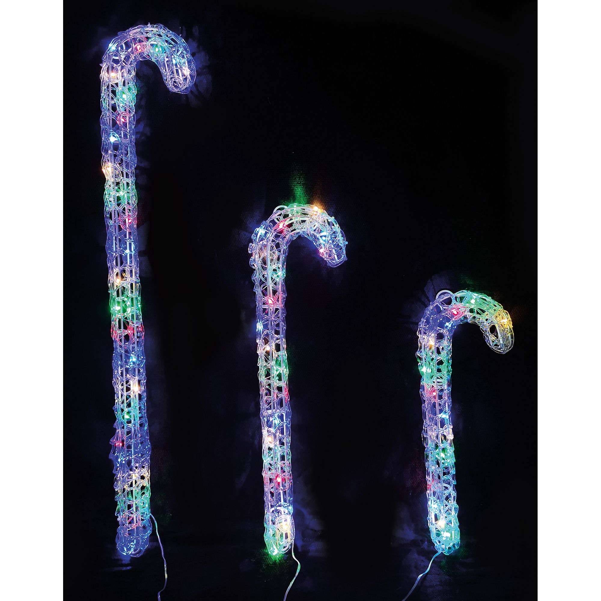 Multicolour Candy cane LED Electrical christmas decoration Pack of 3 ...