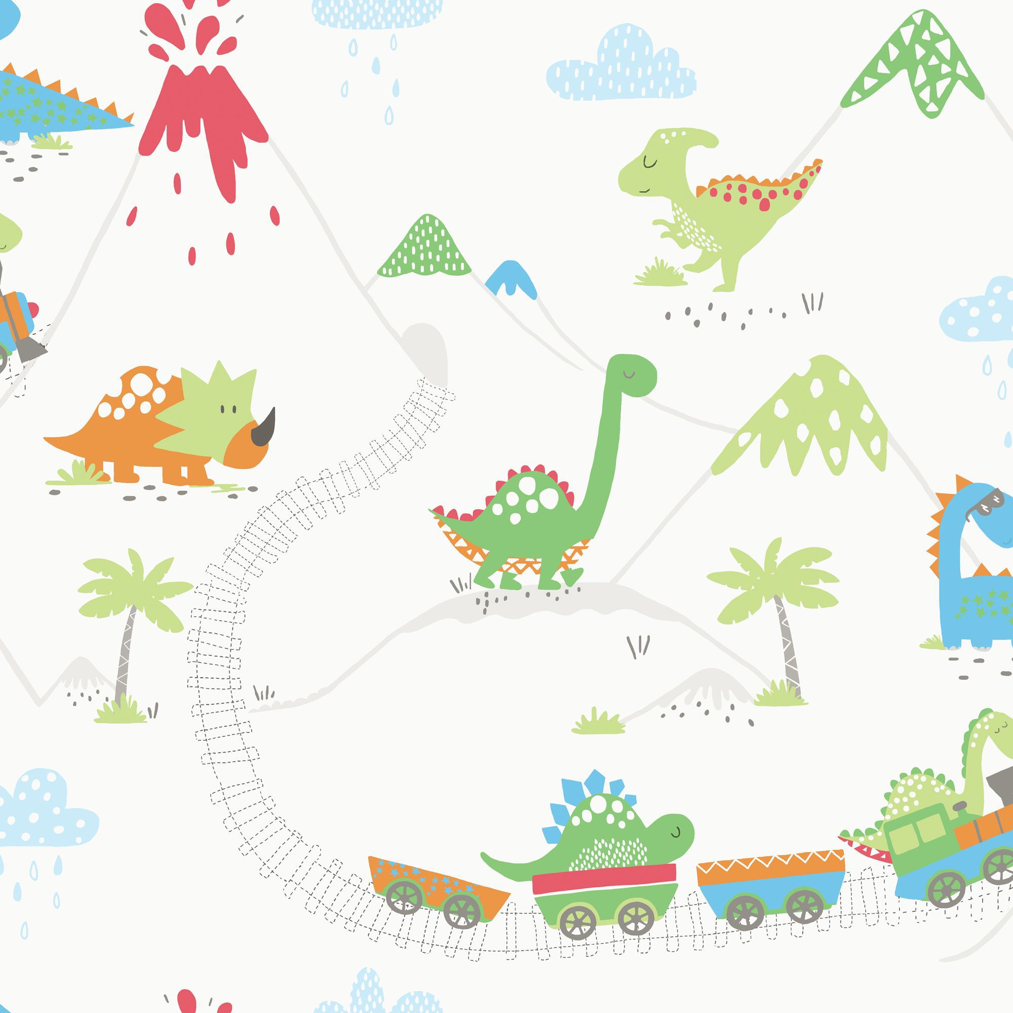 Multicolour Dinosaur Smooth Wallpaper | DIY at B&Q