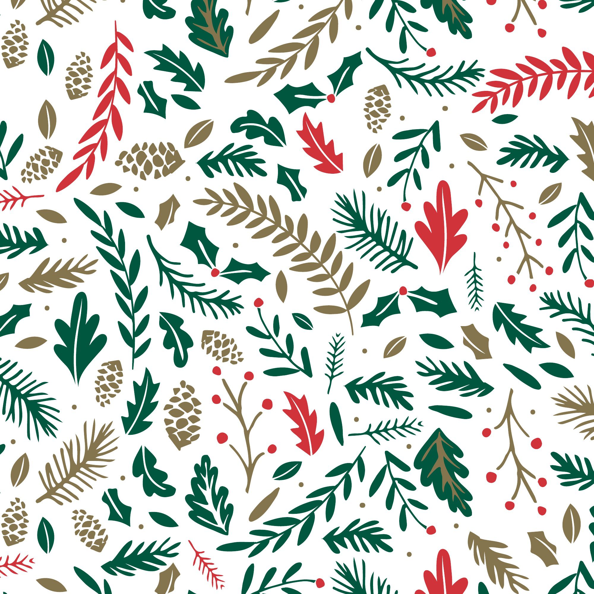Multicolour Festive foliage Christmas wrapping paper 4m
