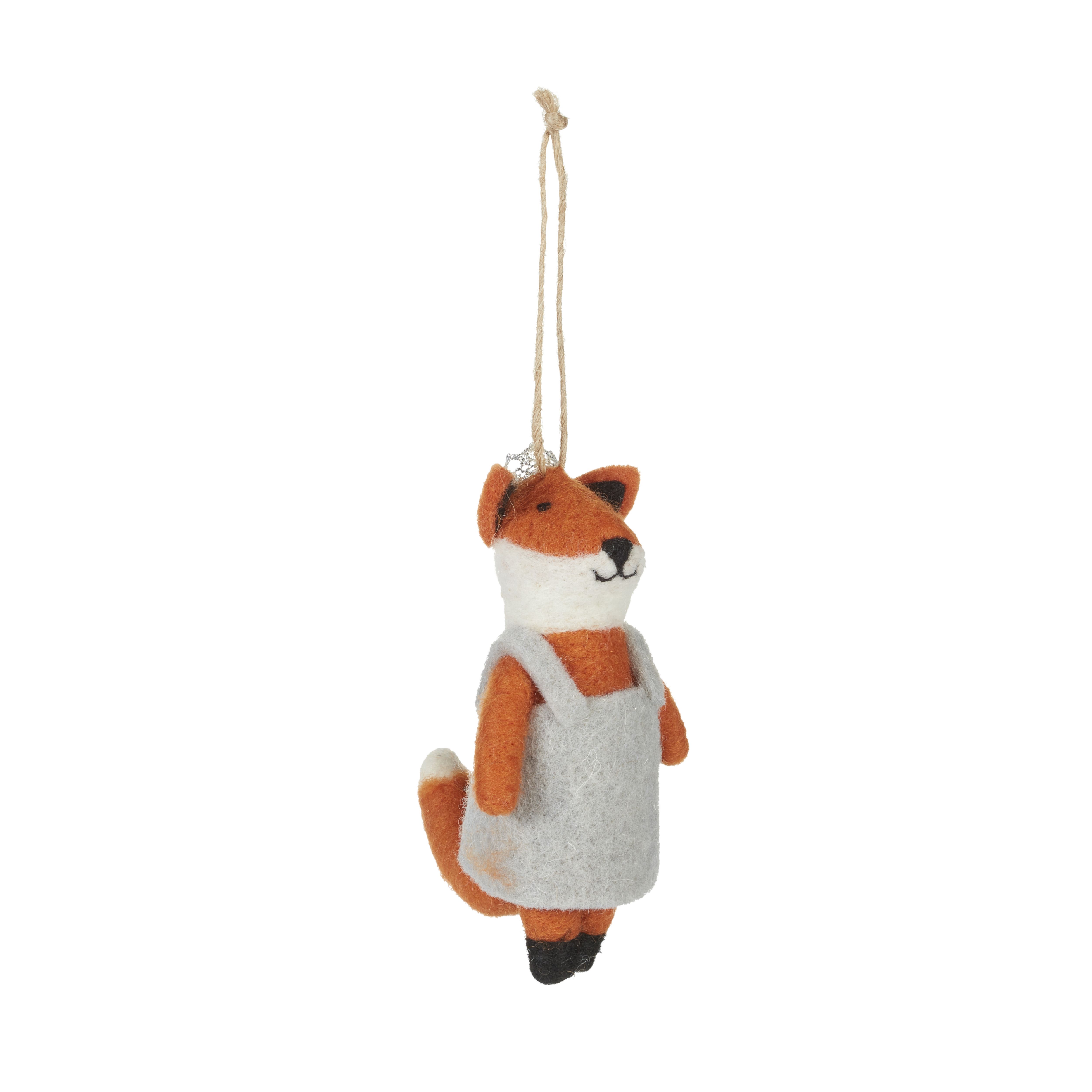 Multicolour Gold effect Felt Lady Fox Hanging ornament