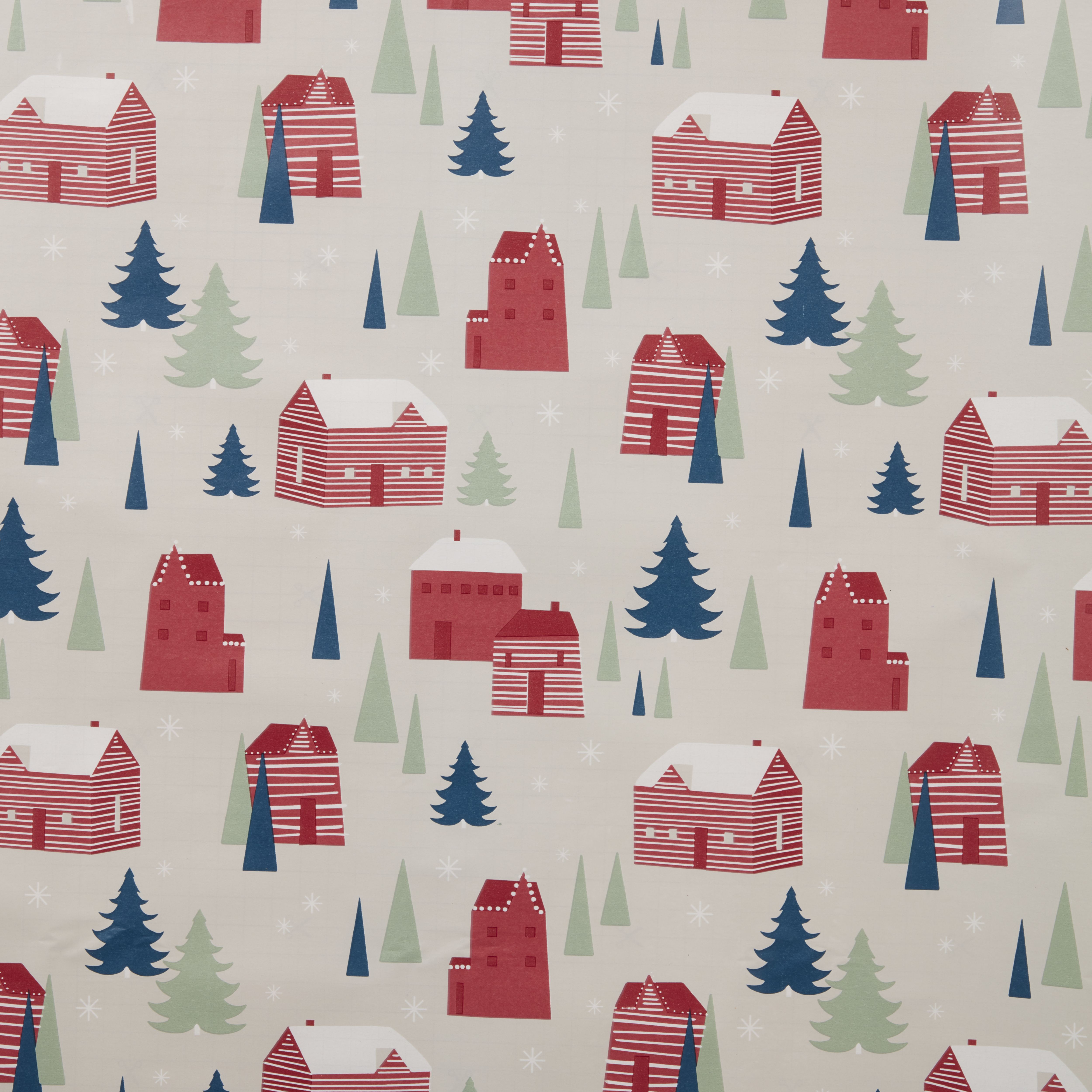 Multicolour House & snow Matt Wrapping paper & tag set