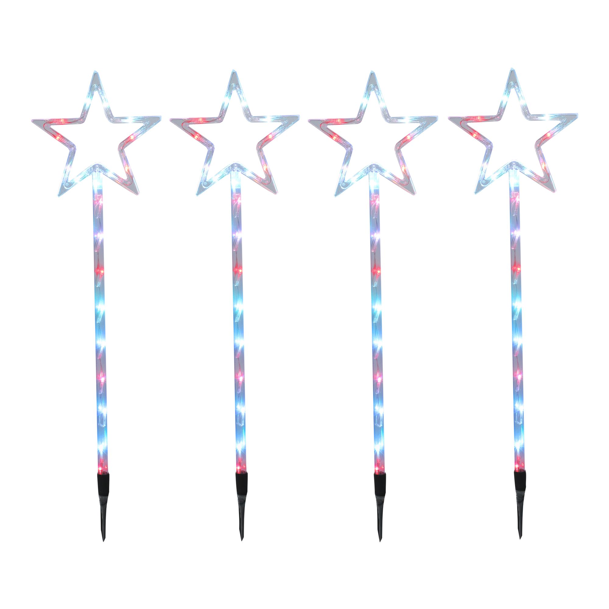 Multicolour LED Indoor & outdoor Stars Stake light, Set of 4 | DIY at B&Q