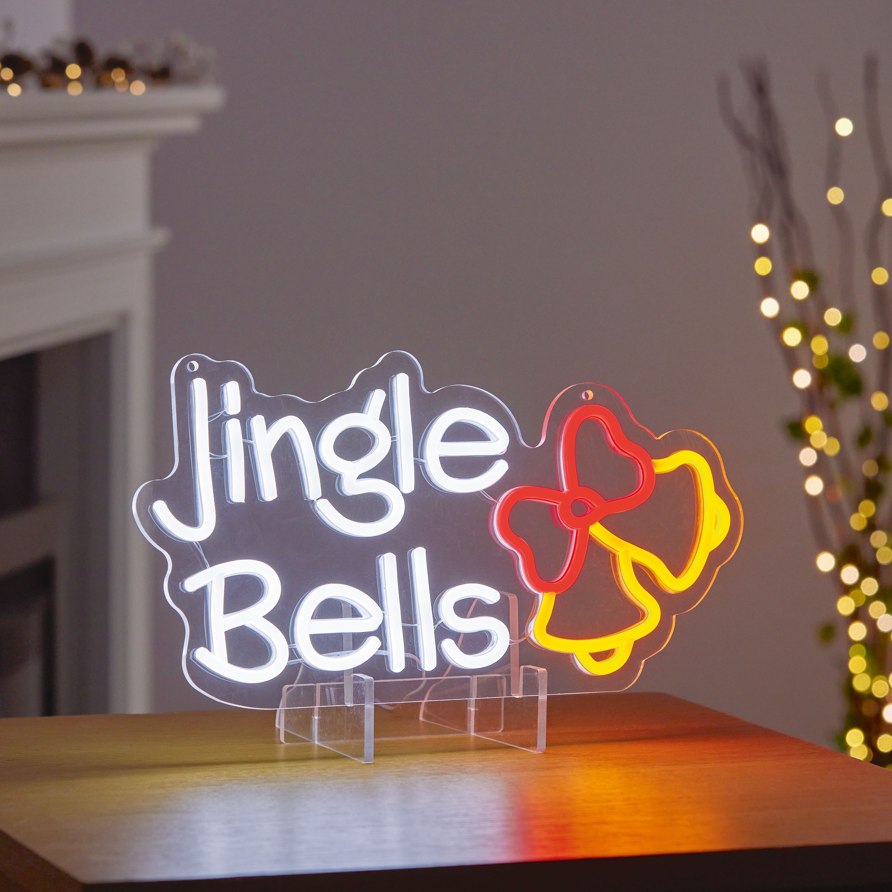 Multicolour LED Jingle Bells Neon Effect Silhouette