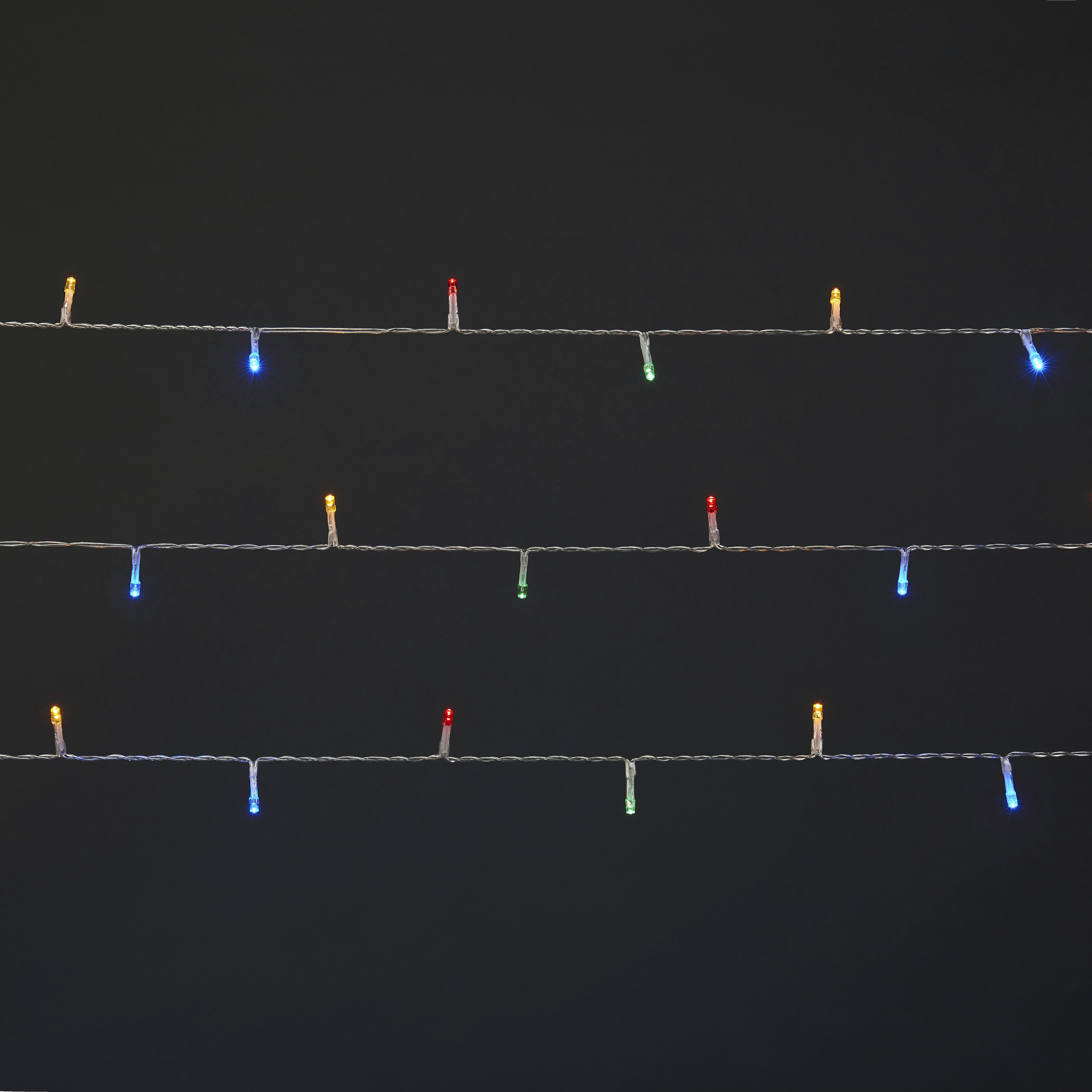 Multicolour LED String lights Clear cable | DIY at B&Q