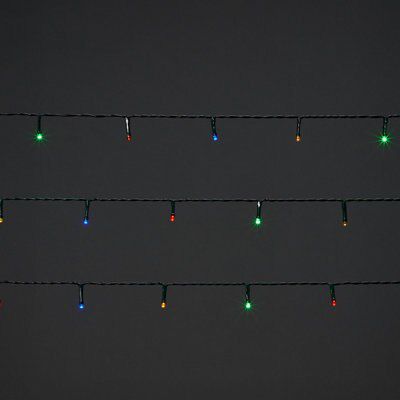 Multicolour LED Timer function String lights Green cable