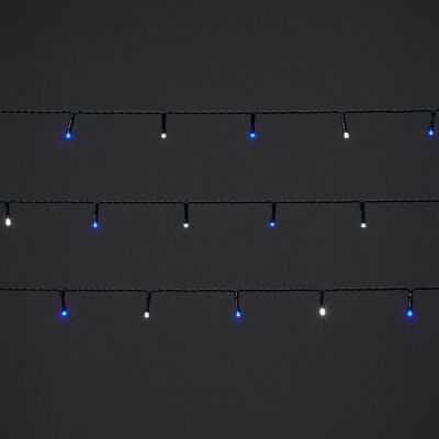 Multicolour LED Timer function String lights Green cable