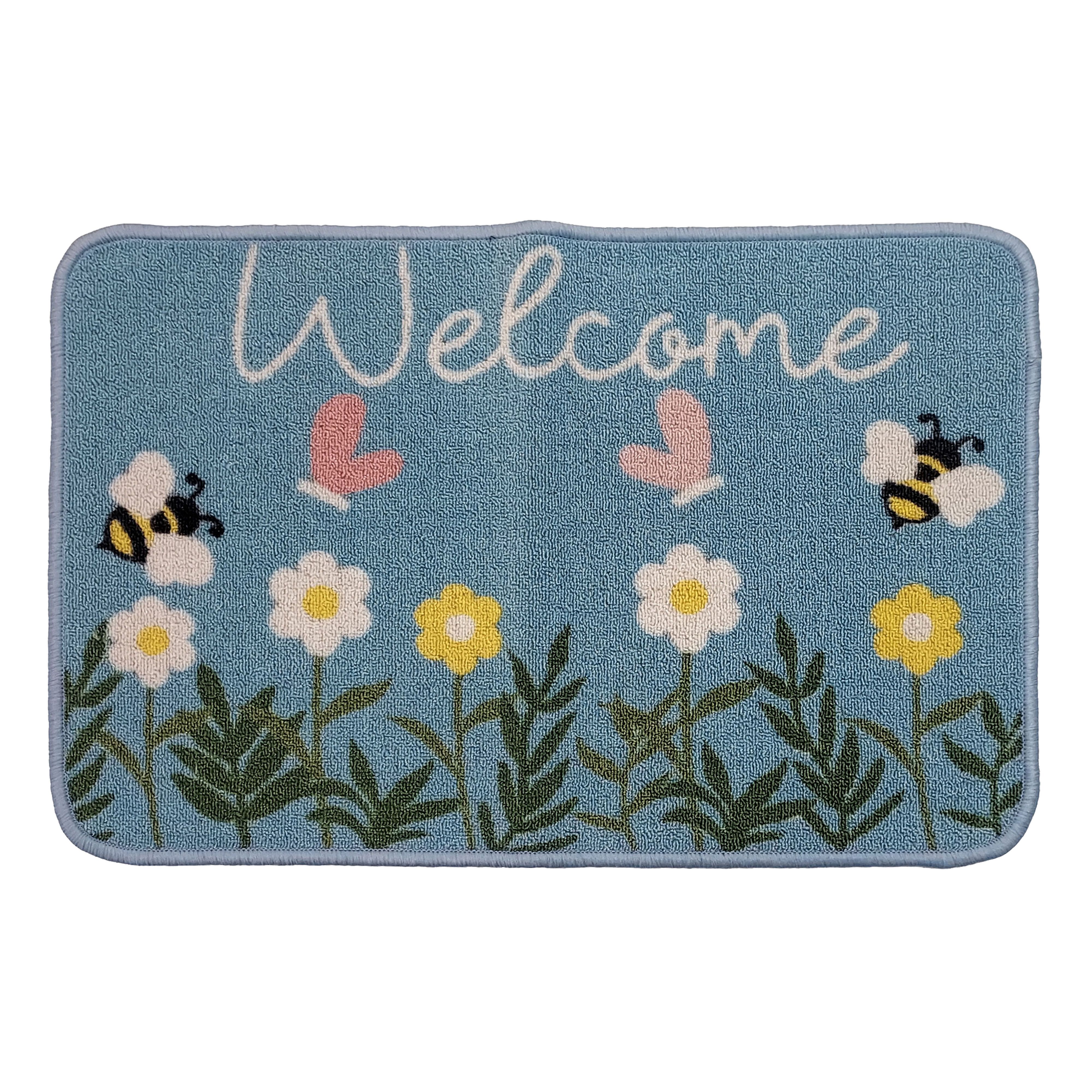 Multicolour Welcome Floral Door mat, 75cm x 50cm | DIY at B&Q