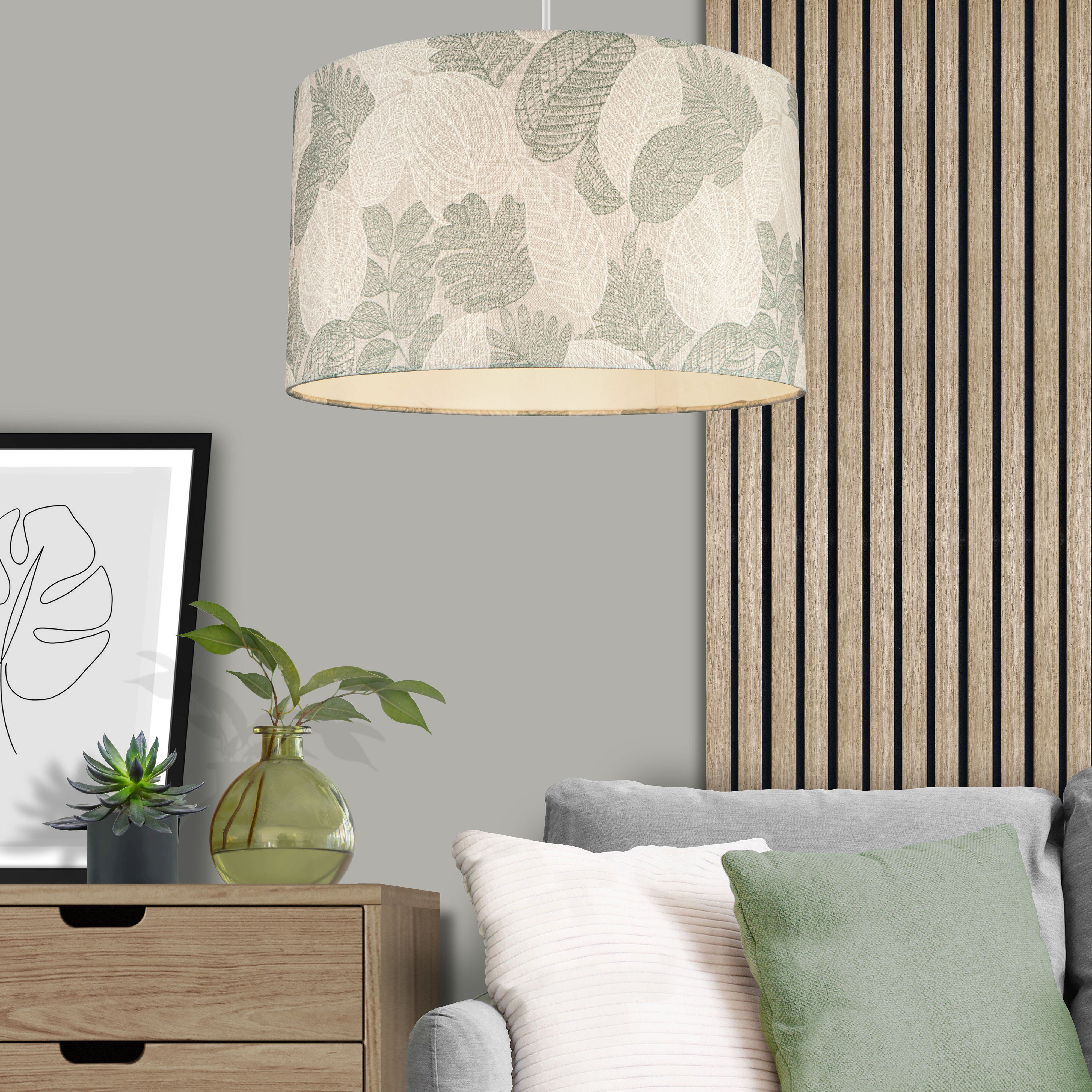 Multicoloured Leaves Drum Lamp shade (D)40cm