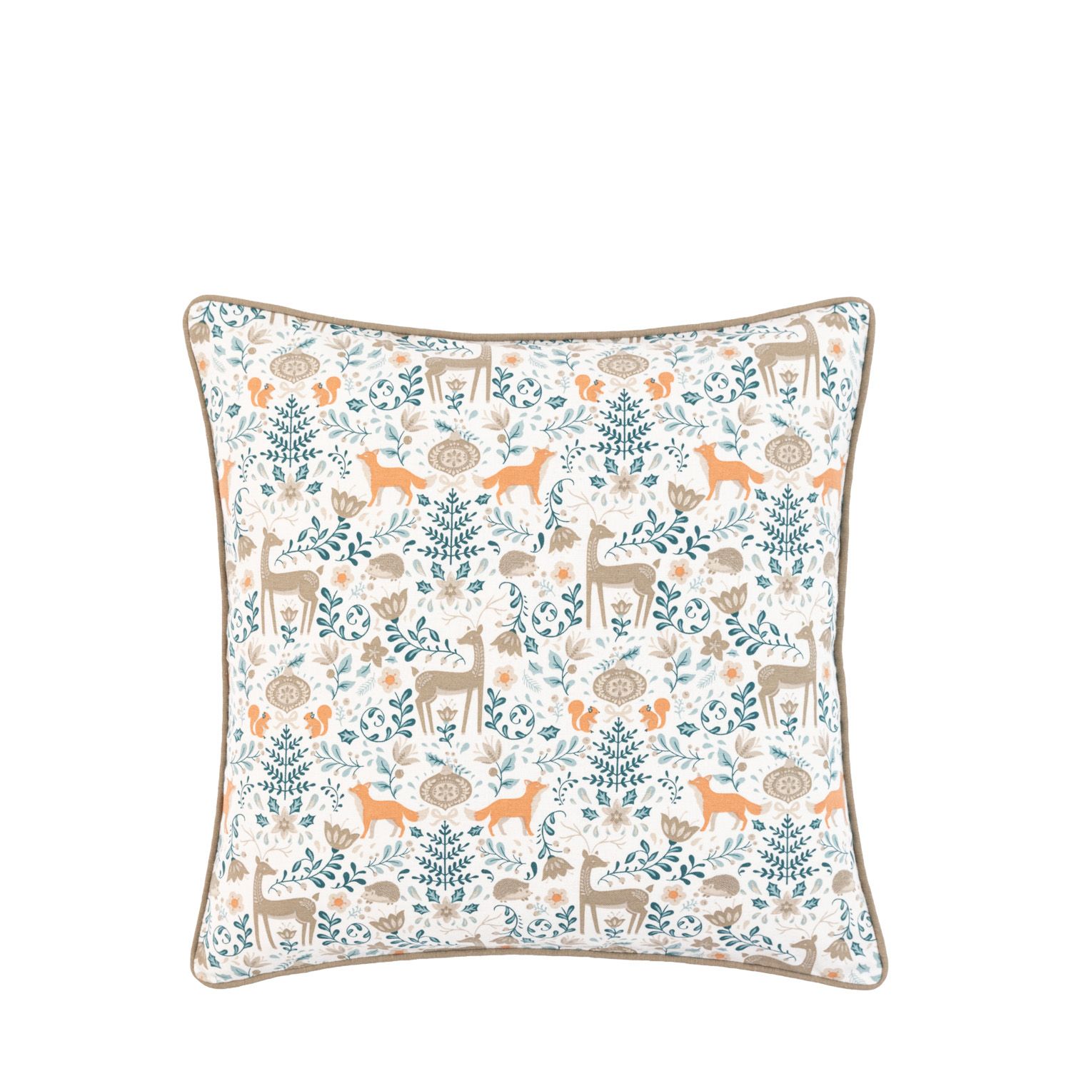 Multicoloured Woodland Scene Print effect Indoor Cushion (L)45cm (W)45cm