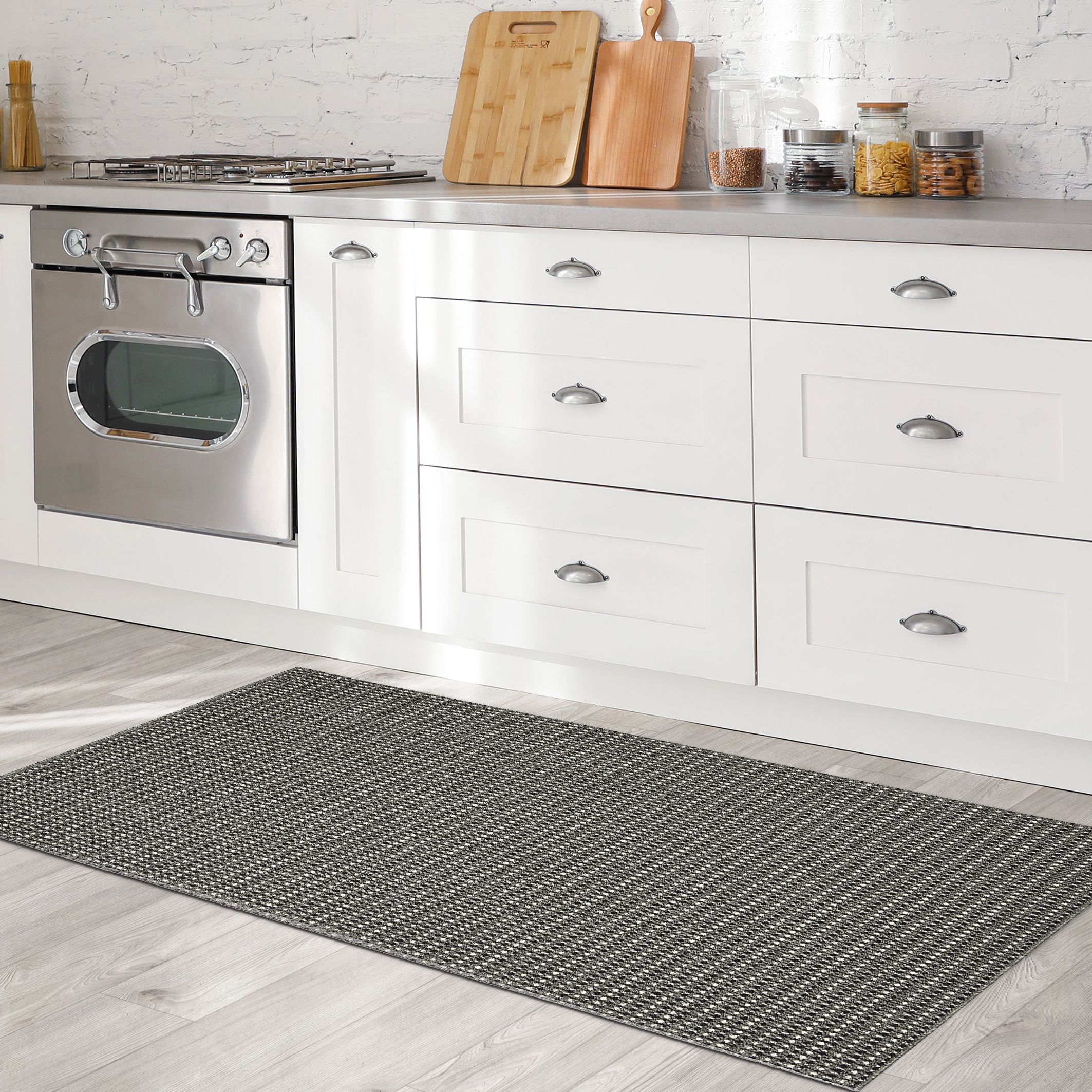 Munich Grey Tonal Heavy duty Mat, 180cm x 67cm