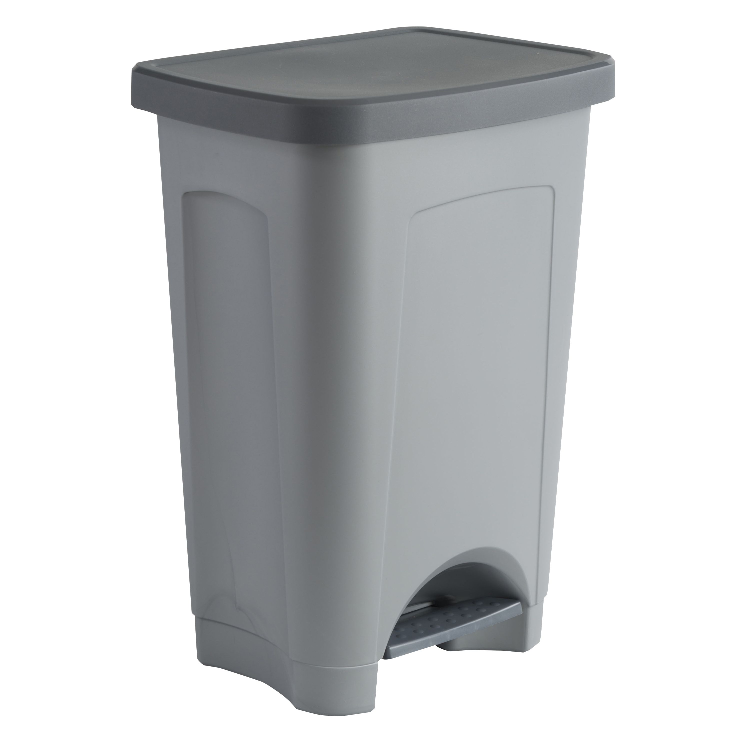 Mutsu Pedal Grey Plastic Rectangular Freestanding Kitchen Bin, 40L ...