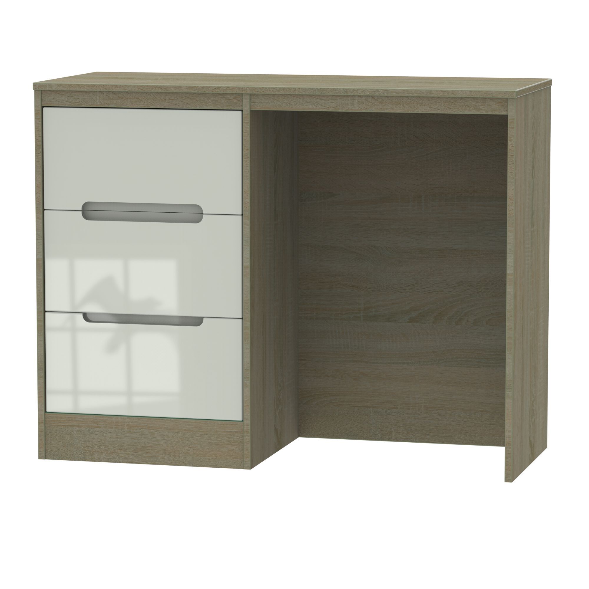 Nantes Satin cashmere oak effect 3 drawer Vanity Desk | DIY at B&Q