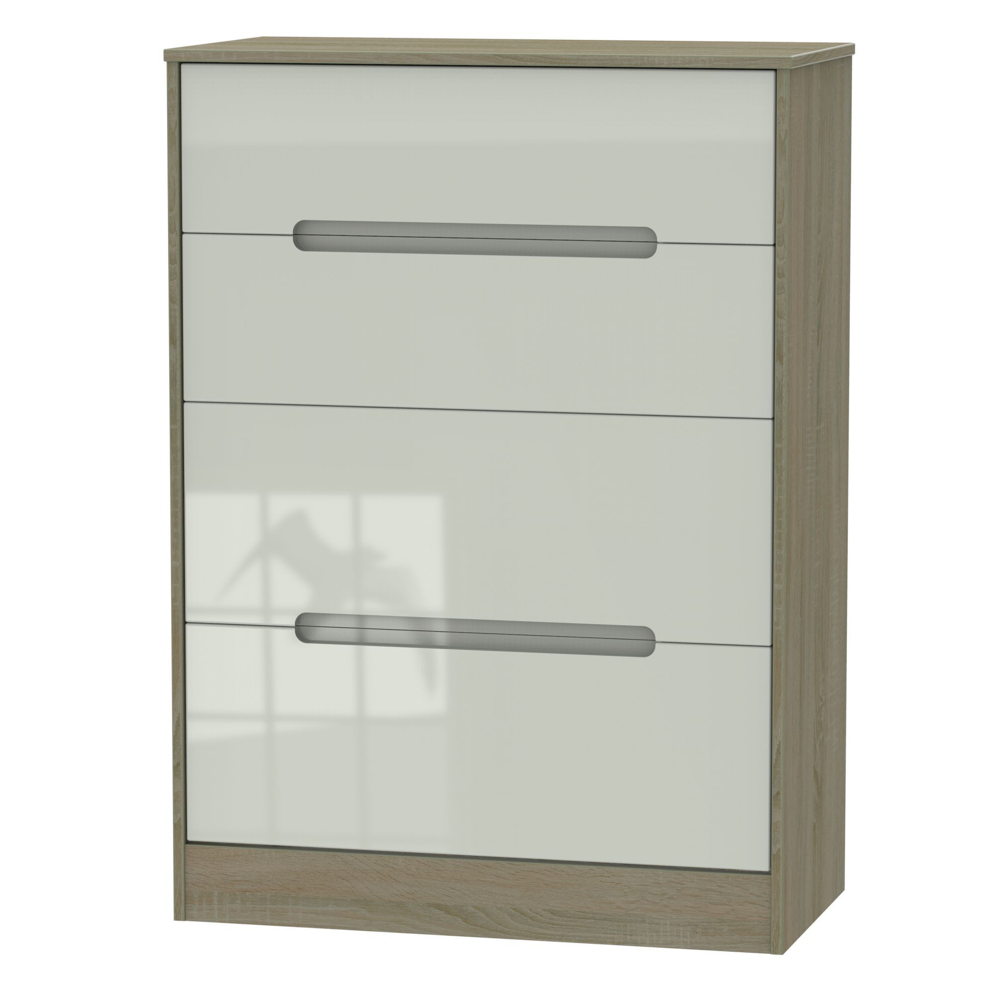 Nantes Satin cashmere oak effect Chipboard & MDF 4 Drawer Deep Chest of ...