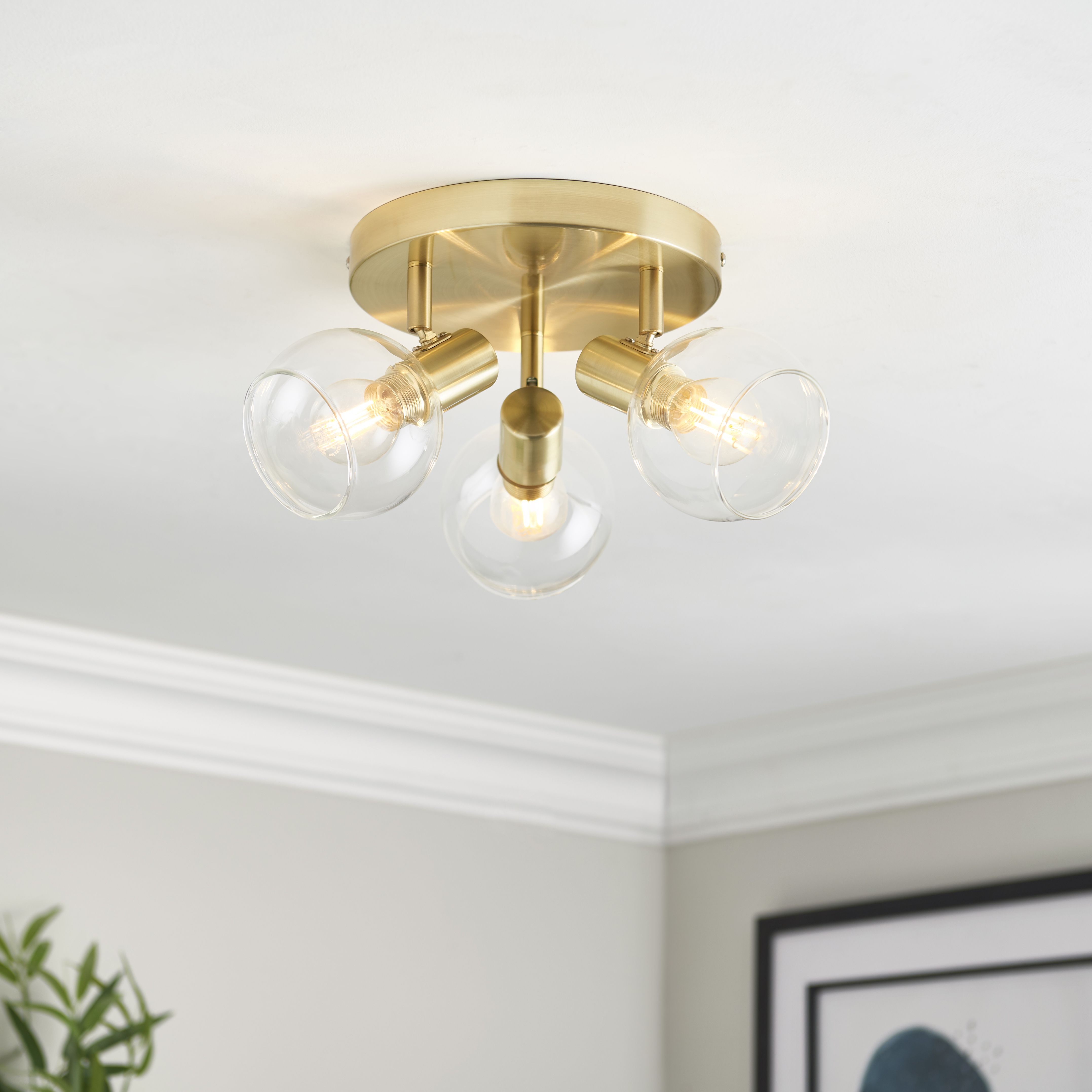 Naomi Gold effect 3 Light Spotlight plate | DIY at B&Q