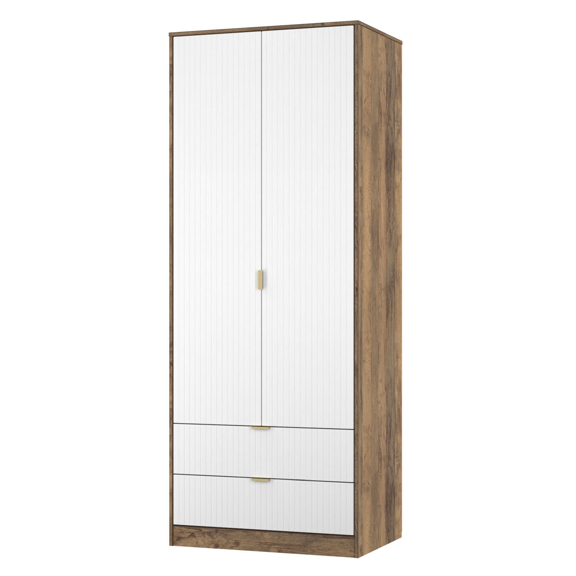 Nashville Ready assembled Contemporary White & oak 2 Drawer Tall Double ...