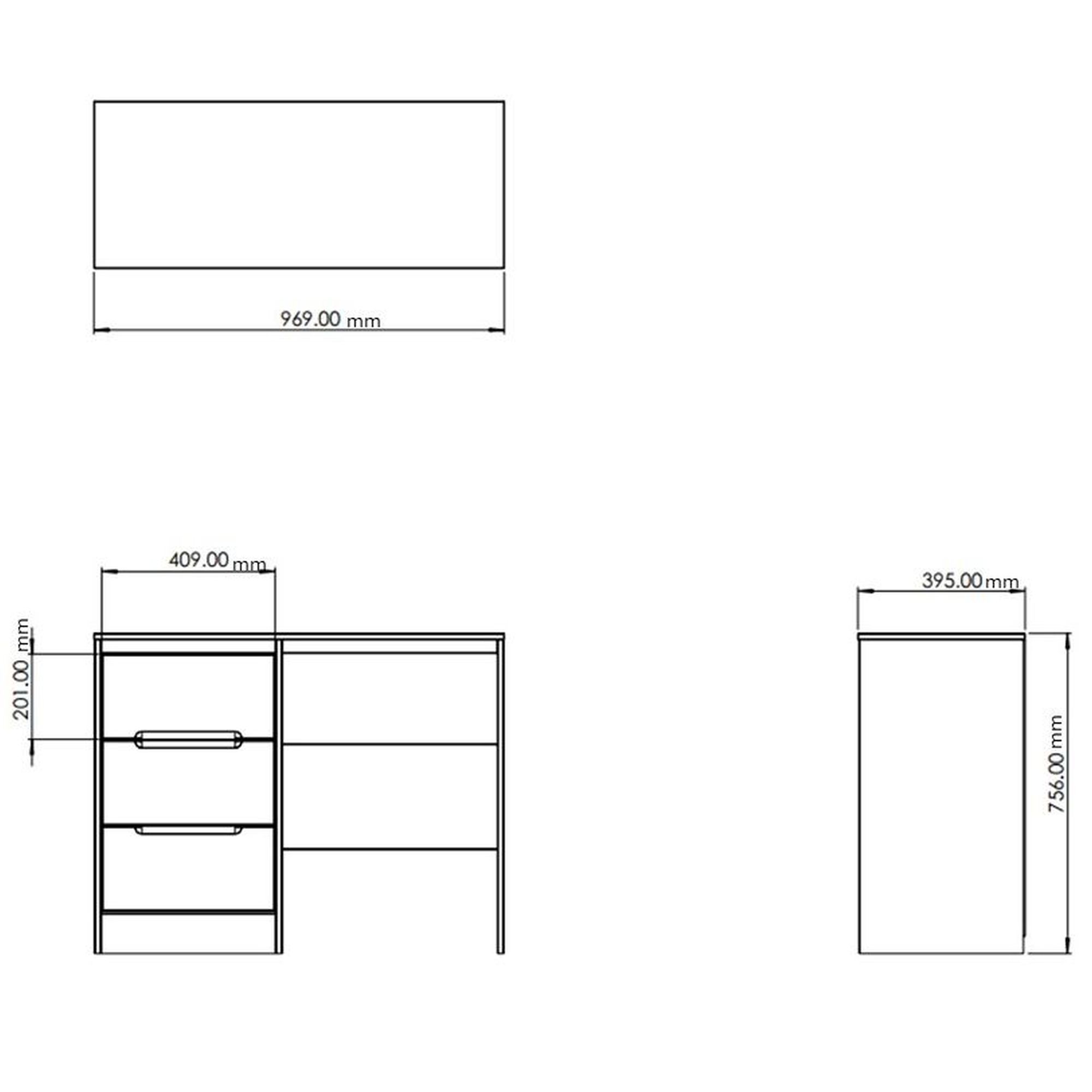 Nashville Ready assembled White 3 Drawer Dressing table (H)756mm (W ...