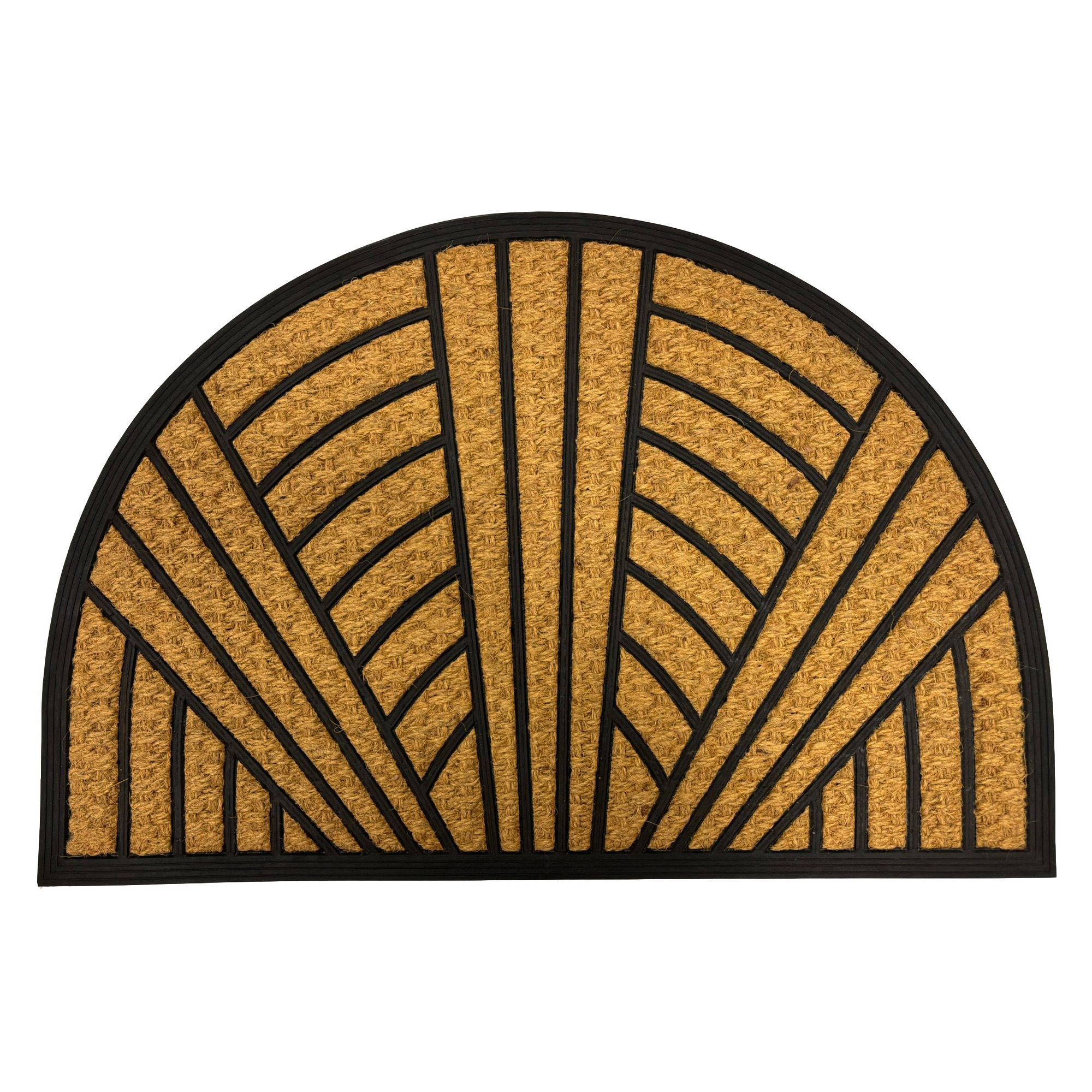 Natual & Black Half Moon Half moon Door mat, 85cm x 55cm