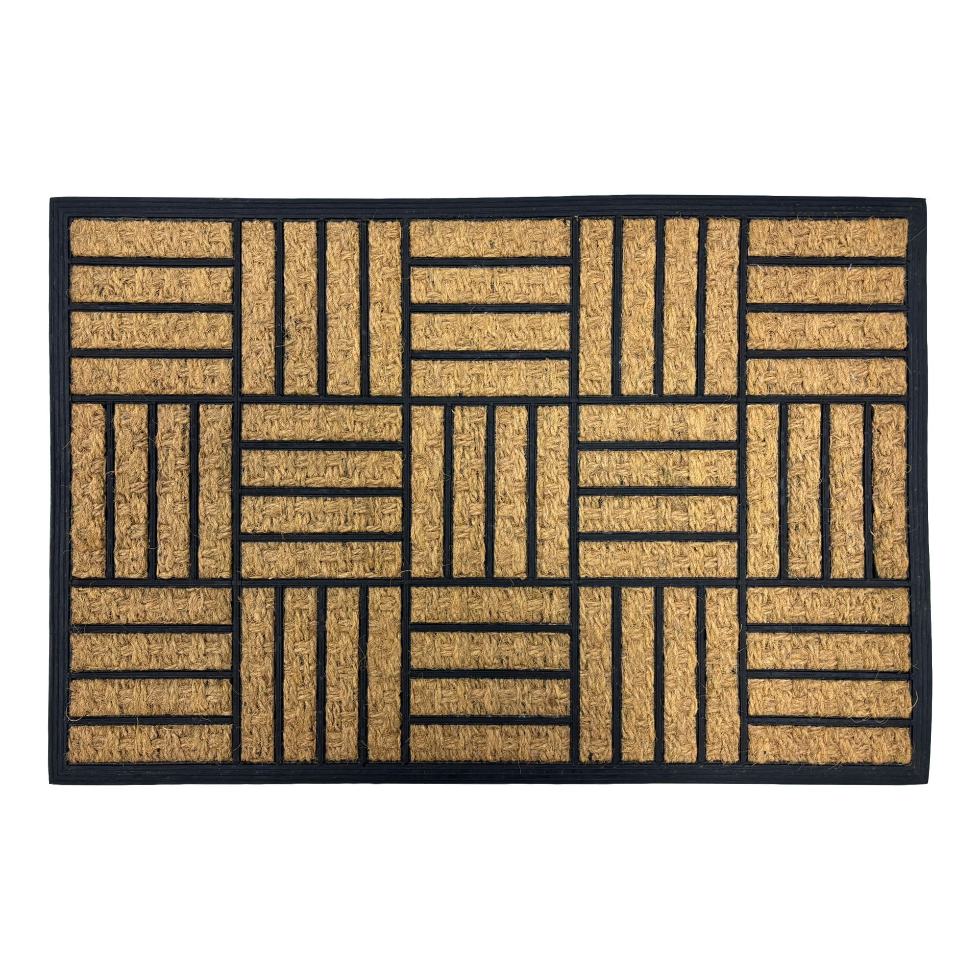 Natual & Black Stripe Rectangular Door mat, 85cm x 55cm