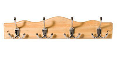 Natural 4 Hook rail (L)501mm (H)80mm