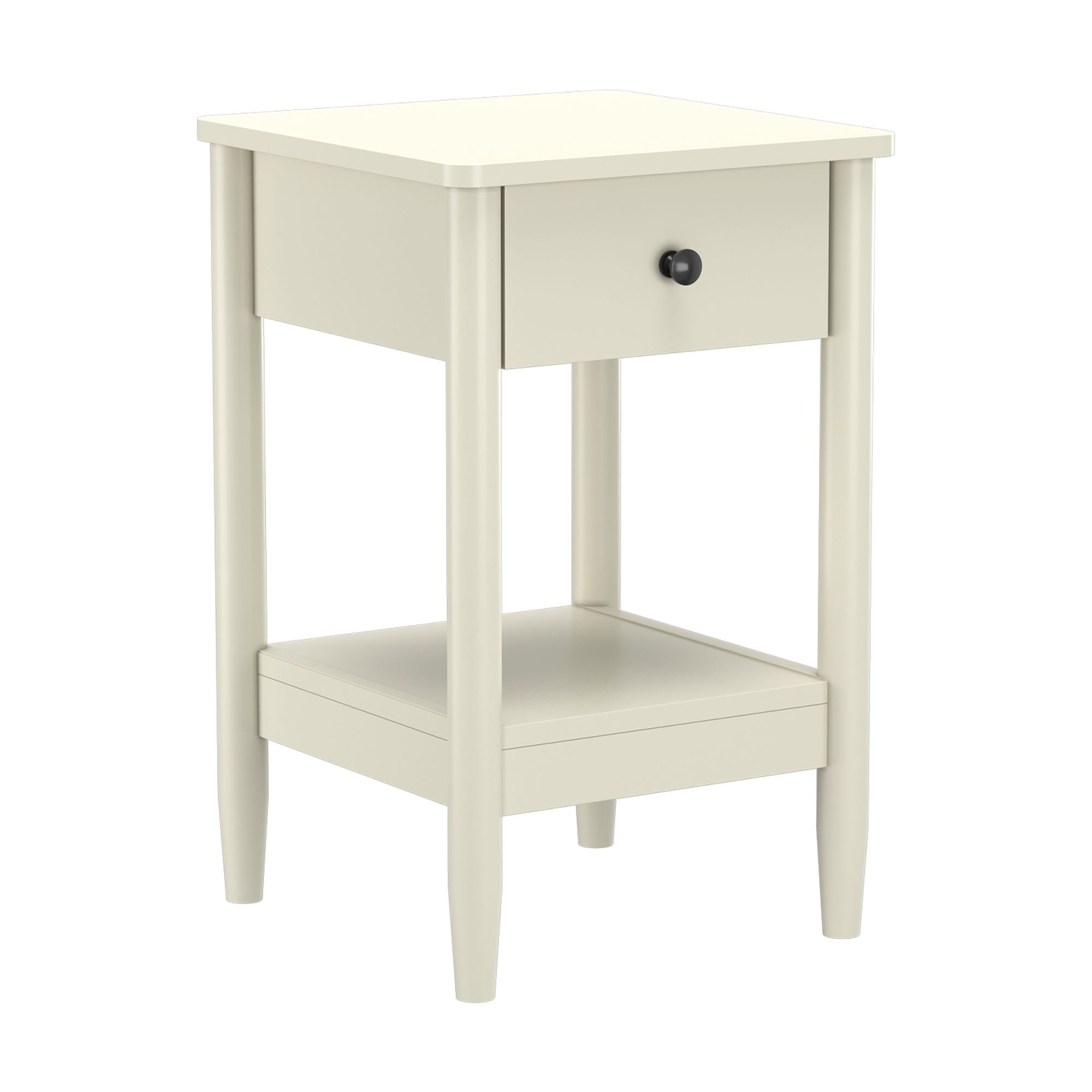 Natural cream 1 Drawer Painted Bedside chest (H)550mm (W)350mm (D)350mm
