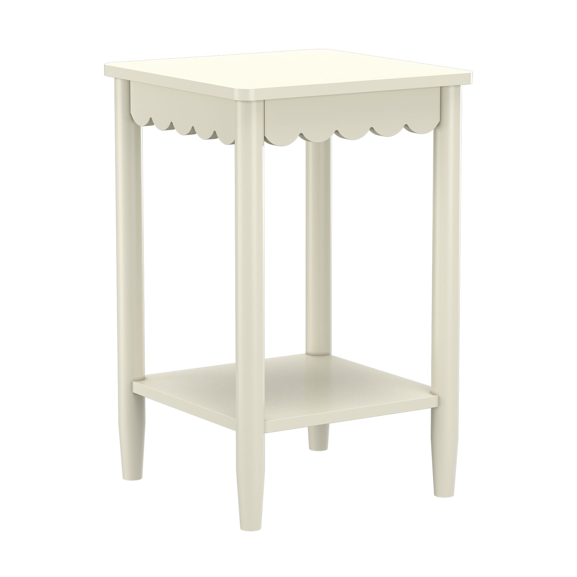 Natural cream Scalloped Side table (H)55cm (W)35cm (D)35cm