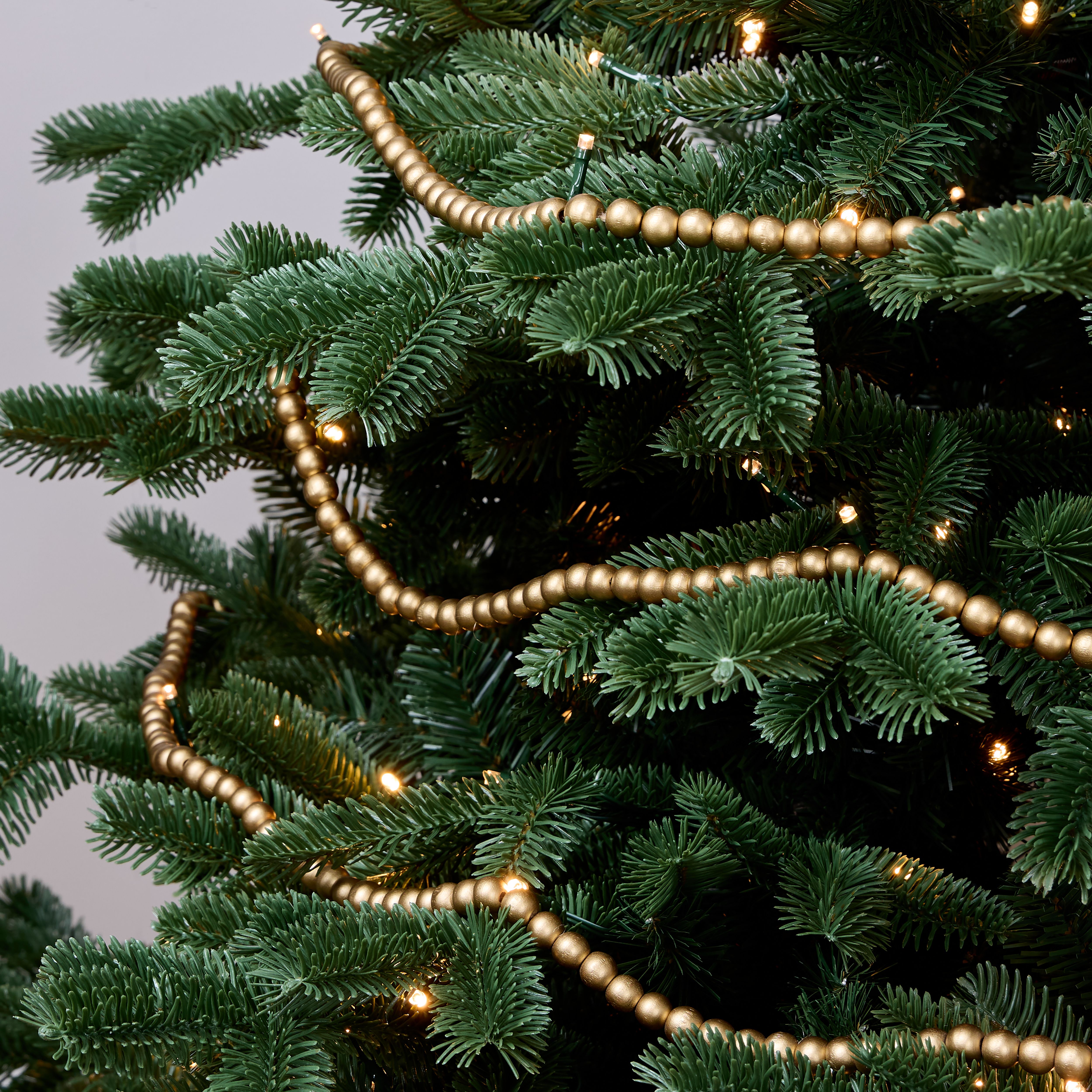 Natural Gold effect Wood Bead chain 2m