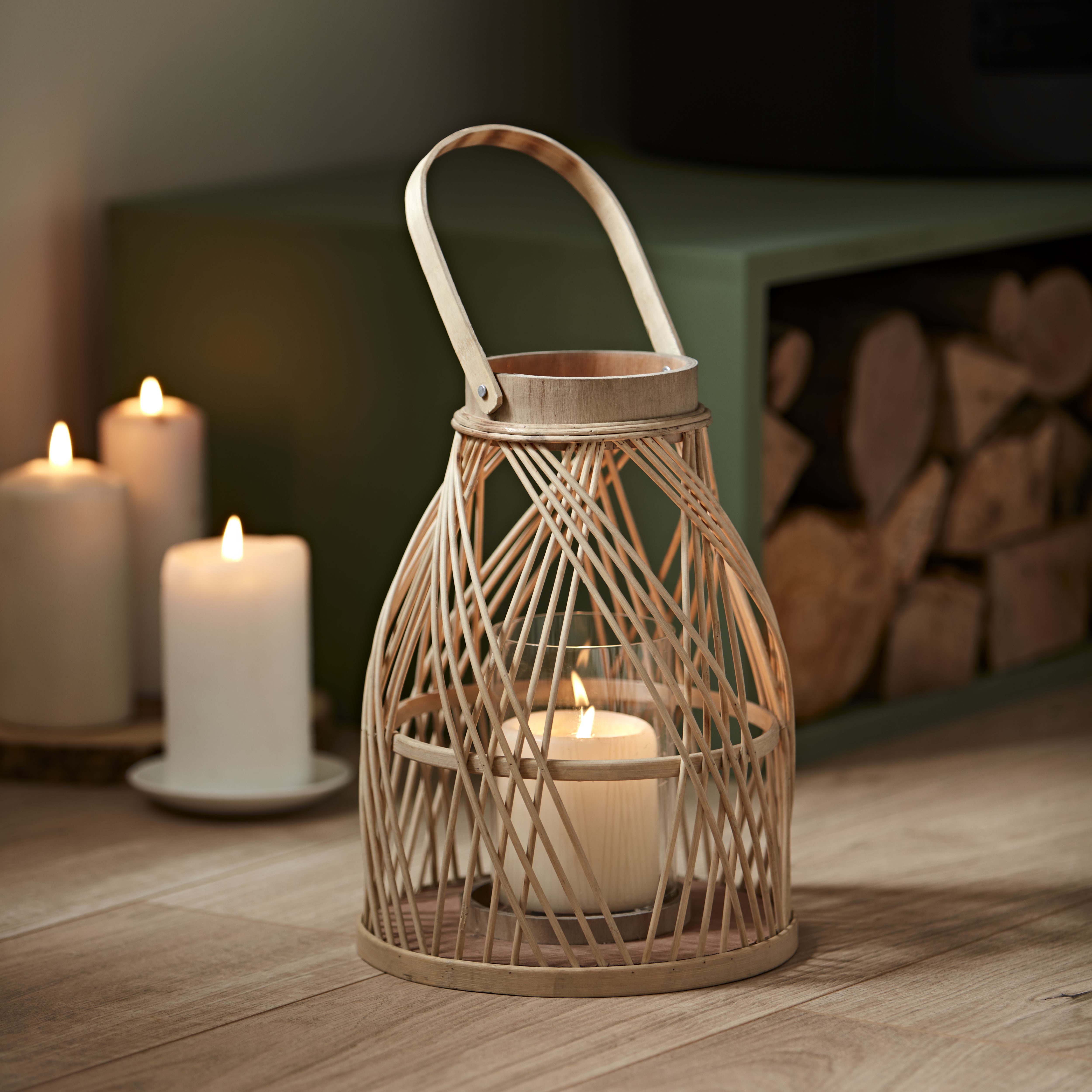 Natural Lantern, (W) 21cm x (D) 21cm
