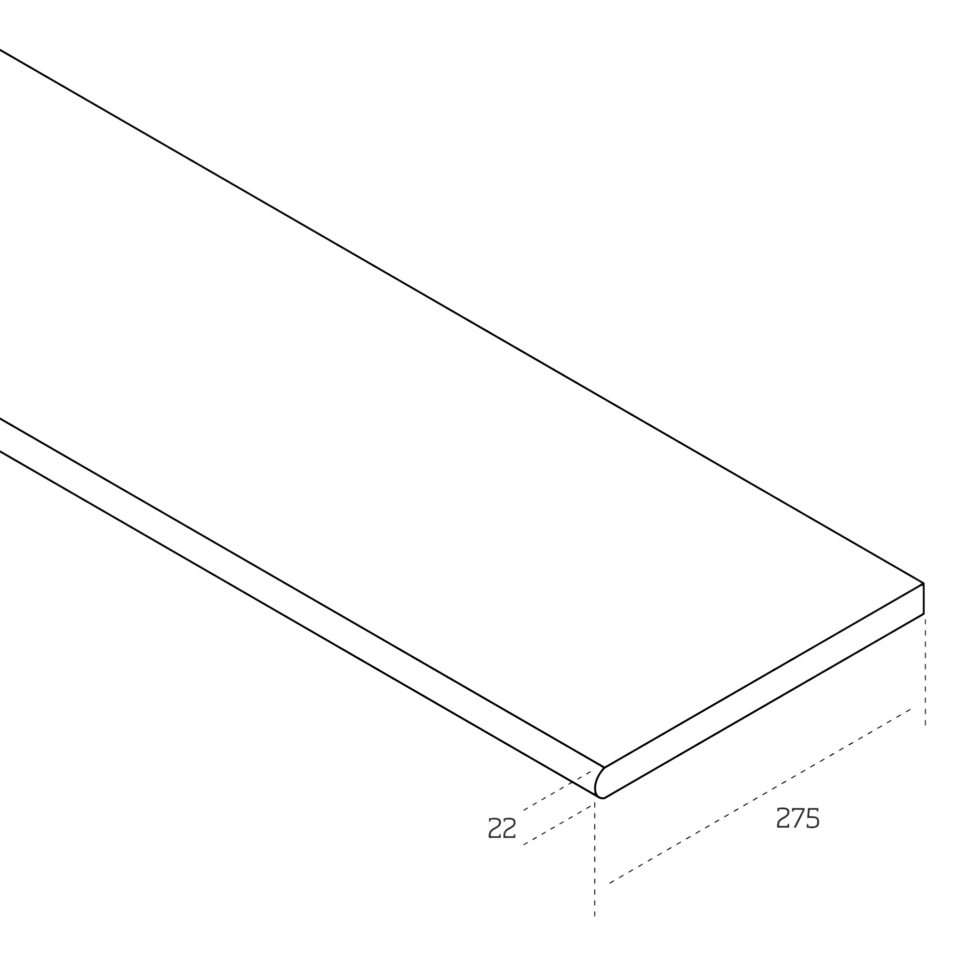 NATURAL MDF ROLLED EDGE WINDOW BOARD, (L)1.2M (W)275MM (T)22MM